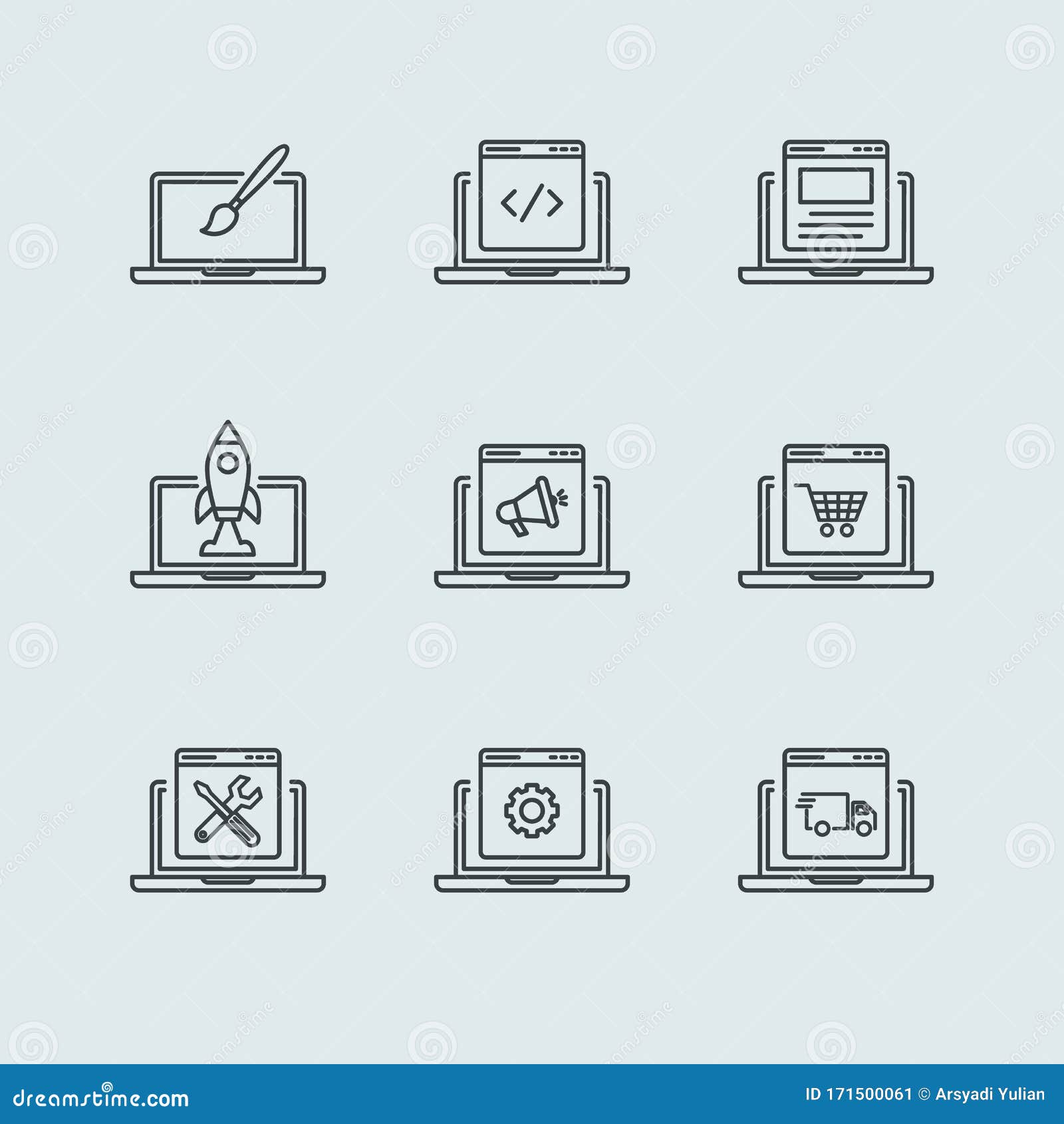 Iconos De Programación De Portátiles Conjunto De Programadores Vector ...