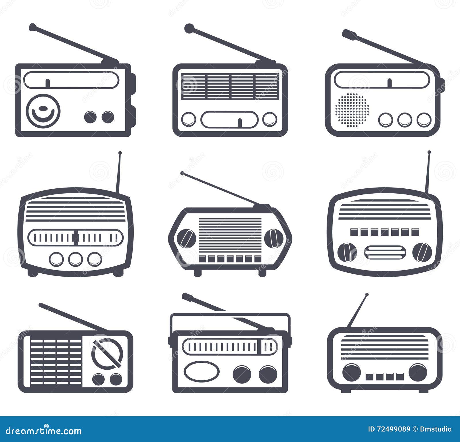 Iconos de radio ilustración del vector. Ilustración de sonido - 72499089