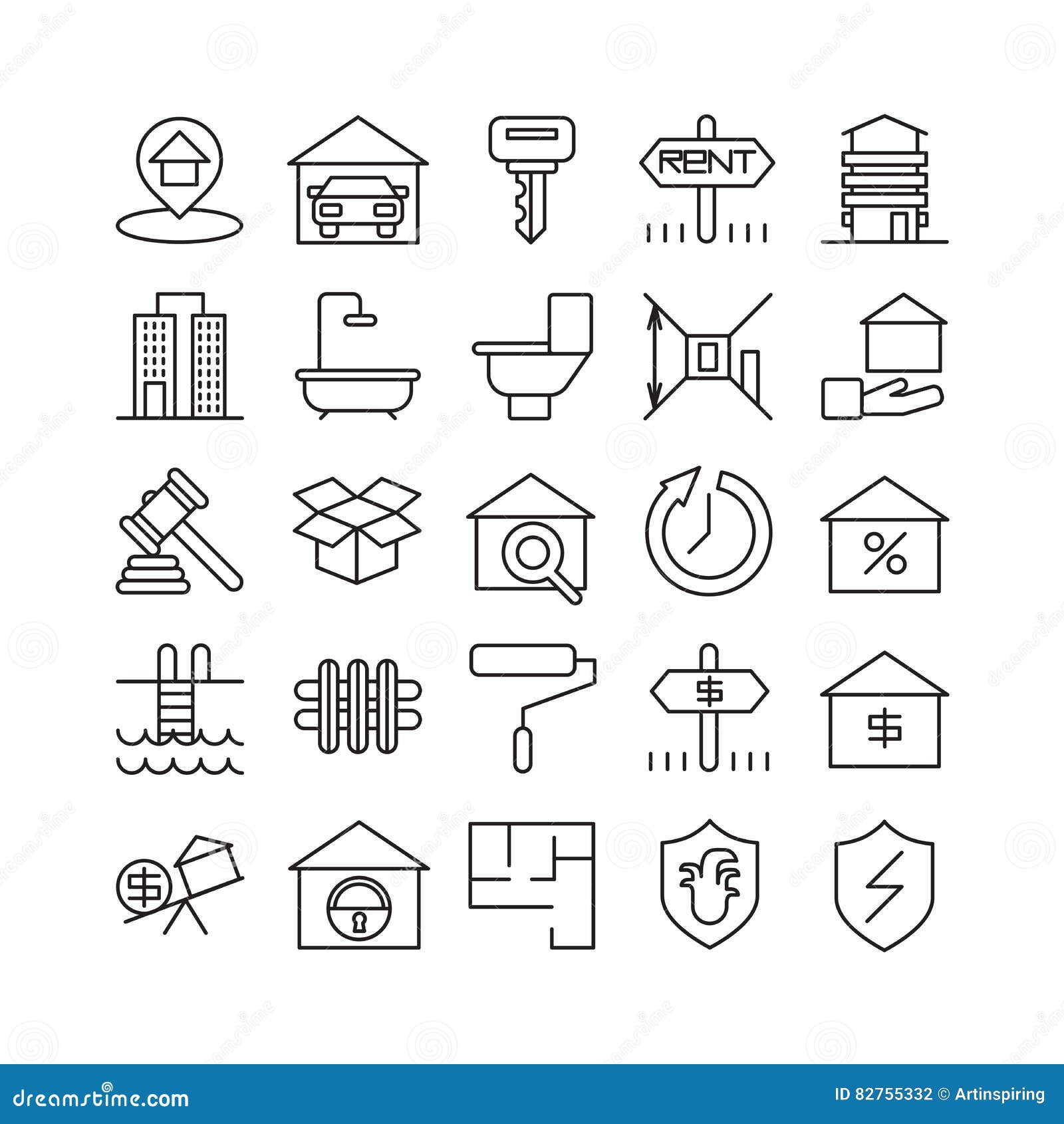 Iconos de Real Estate ilustración del vector. Ilustración de negocios ...