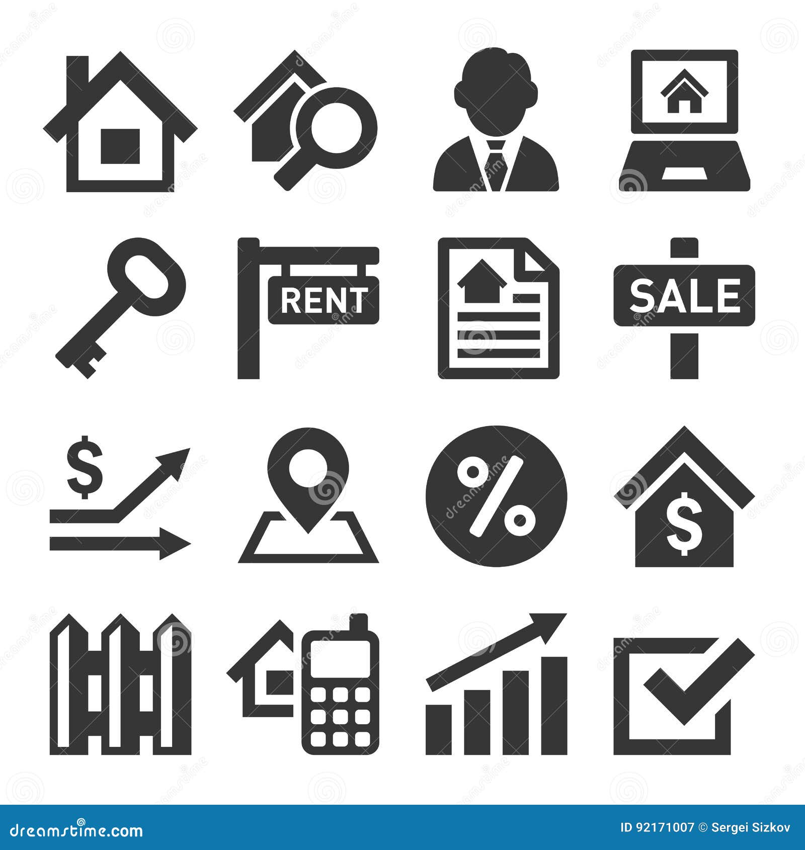 Iconos de Real Estate ilustración del vector. Ilustración de contrato ...