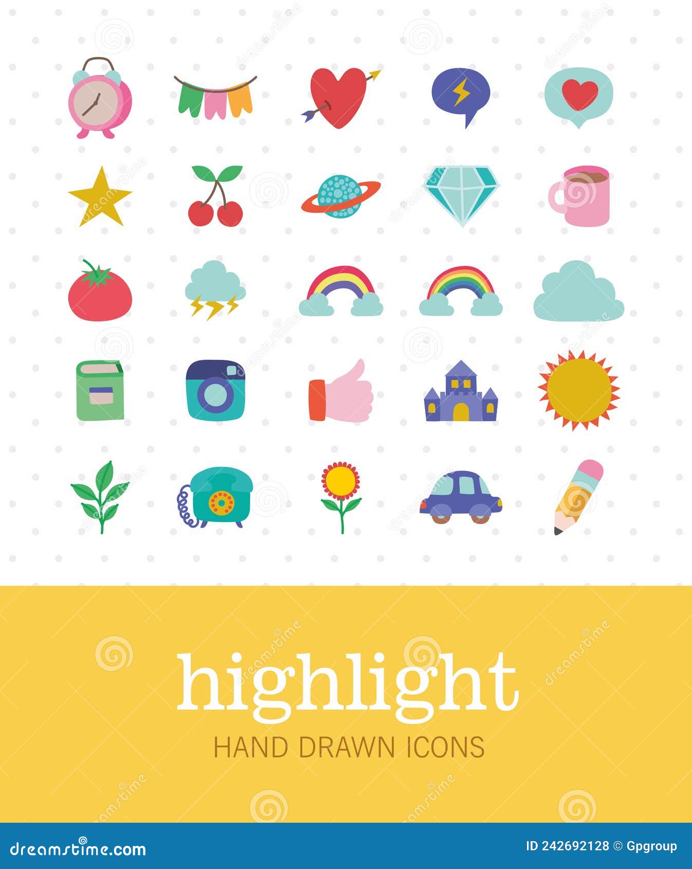 Iconos De Resaltado Bonitos Ilustración del Vector - Ilustración de ...