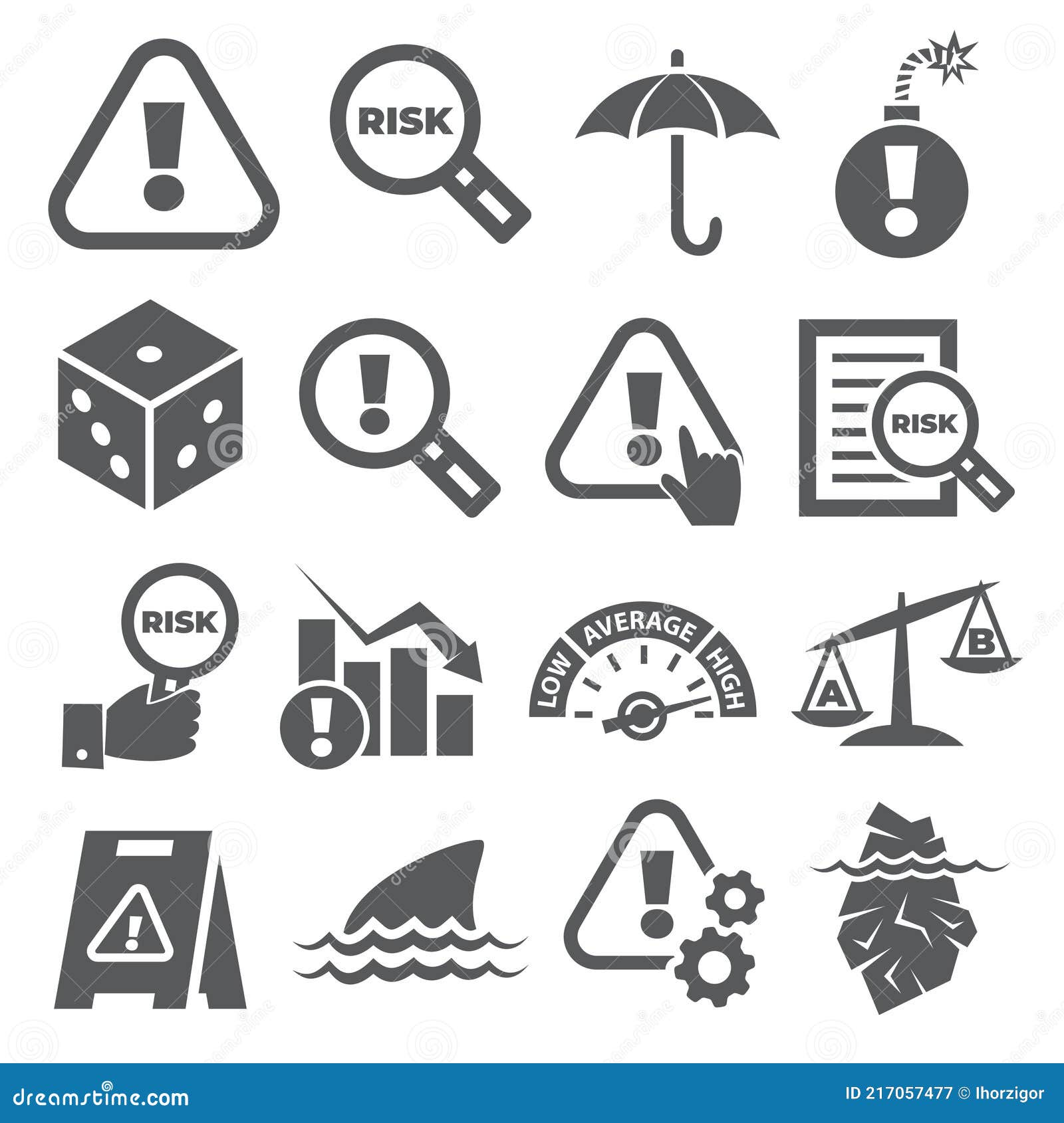 Iconos De Riesgo Establecidos En Fondo Blanco Ilustración del Vector ...