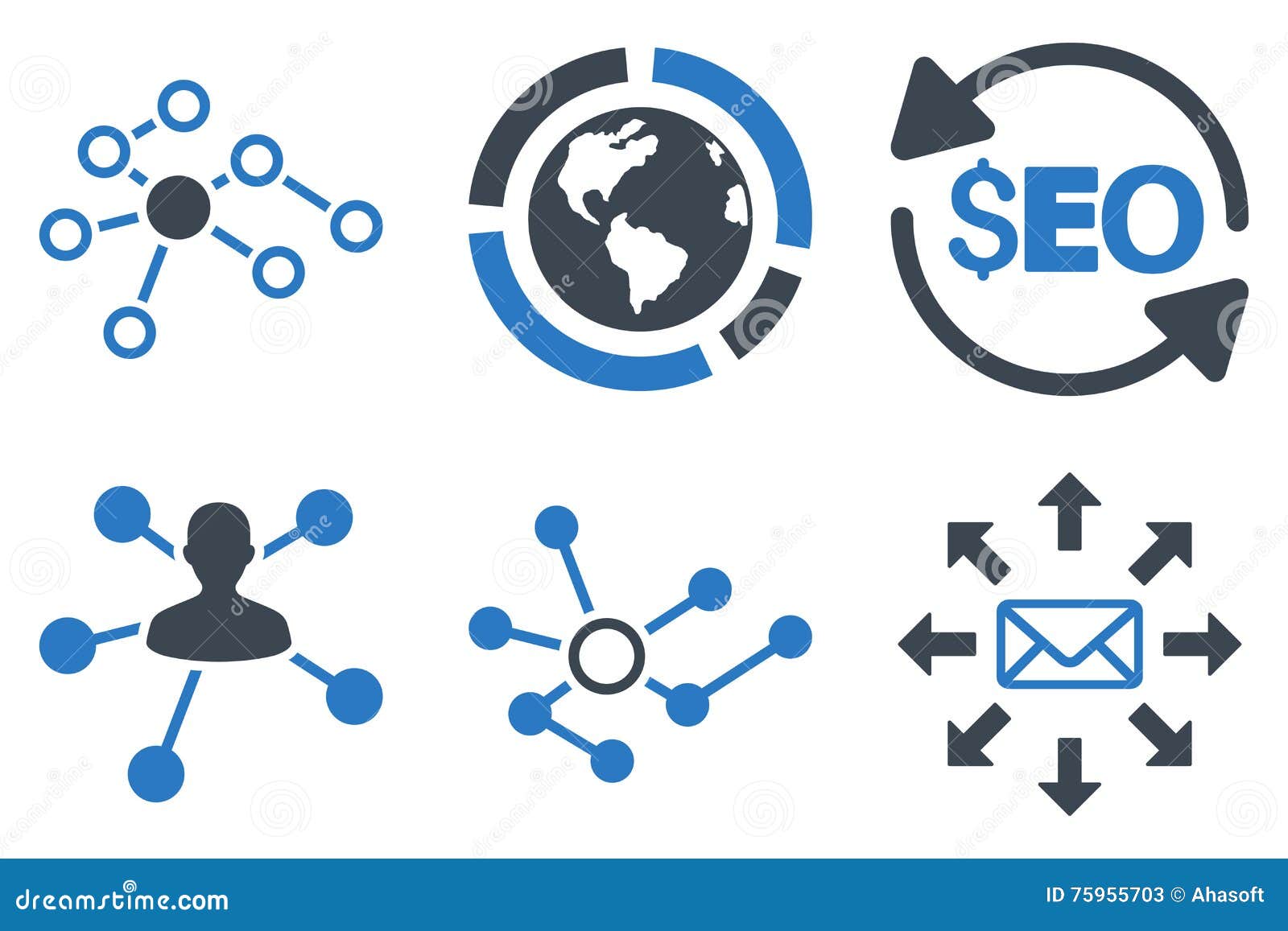 Iconos De Seo Link Building Flat Vector Ilustración del Vector ...