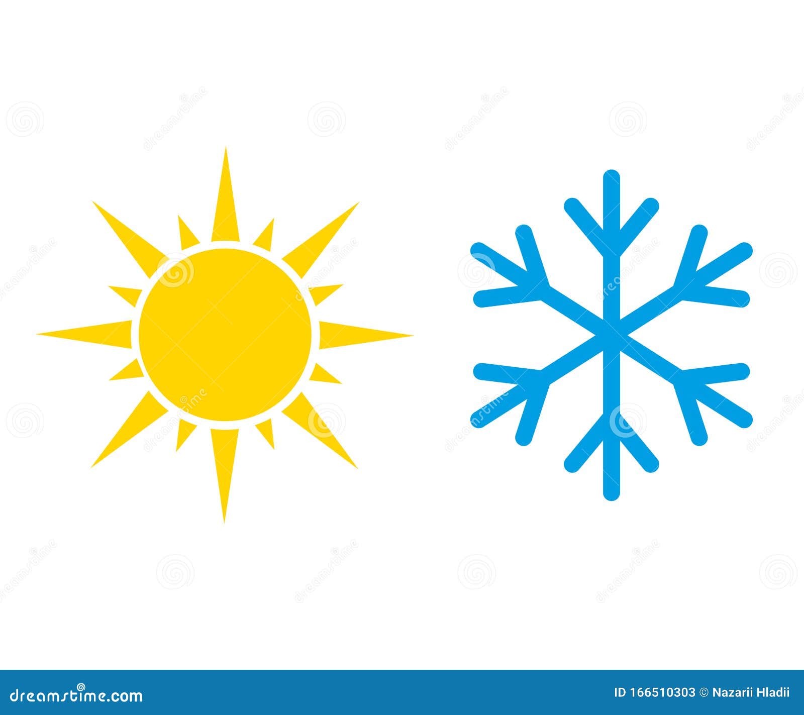Iconos De Sol Caliente Y Frío Y Copos De Nieve Vector Ilustración del ...