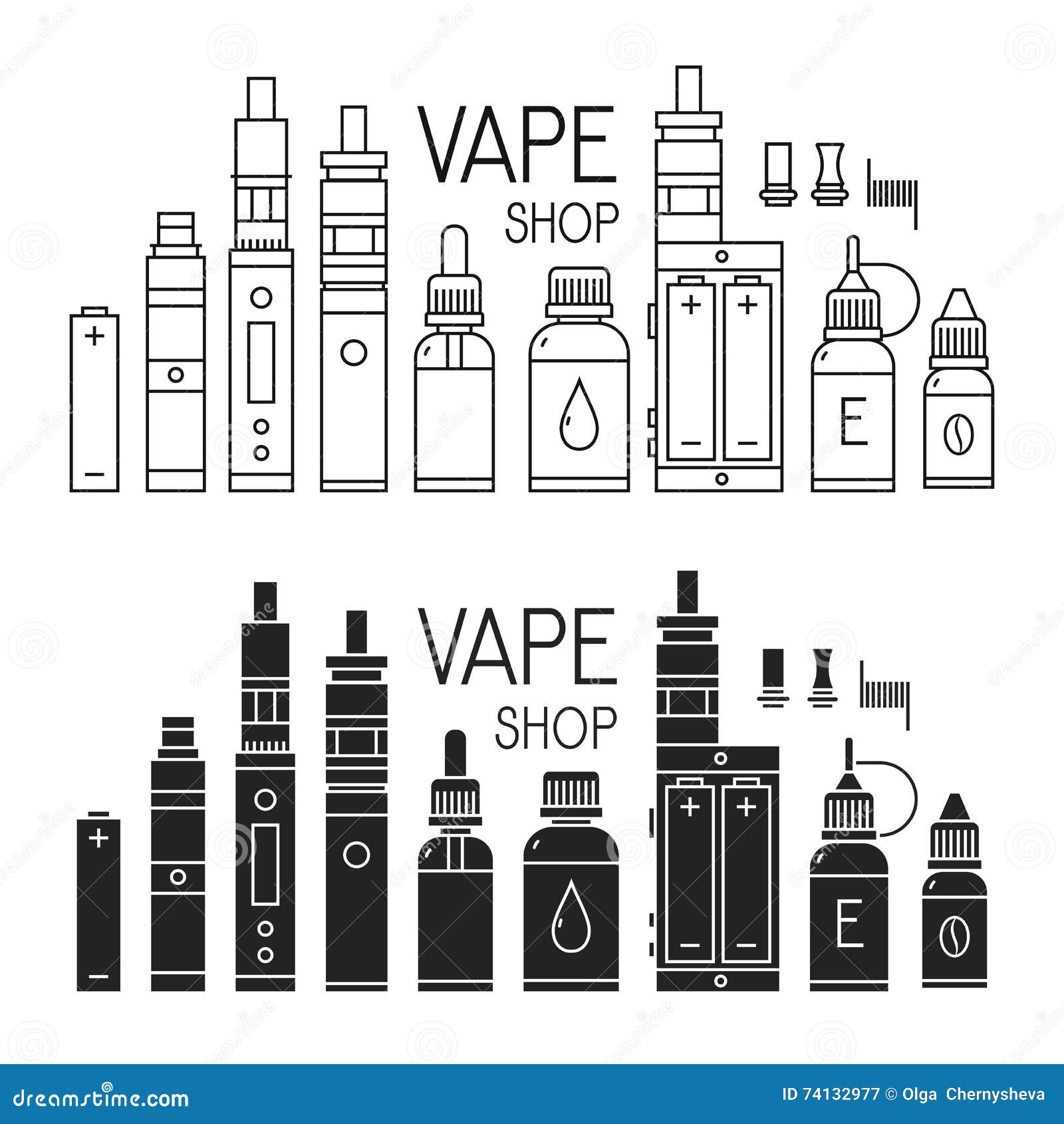 Iconos de Vape fijados ilustración del vector. Ilustración de oscuro ...