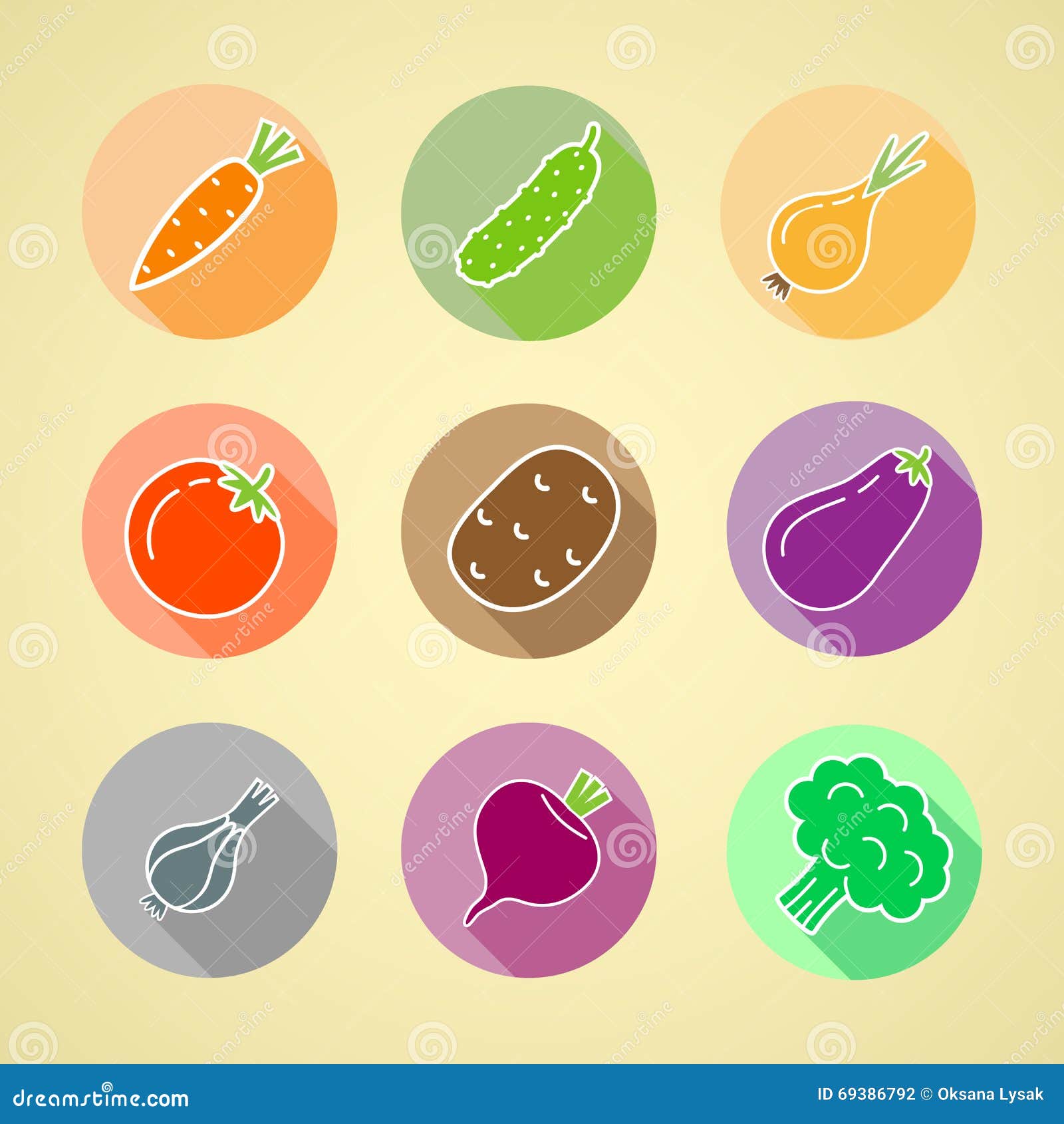 Iconos de verduras ilustración del vector. Ilustración de plano - 69386792