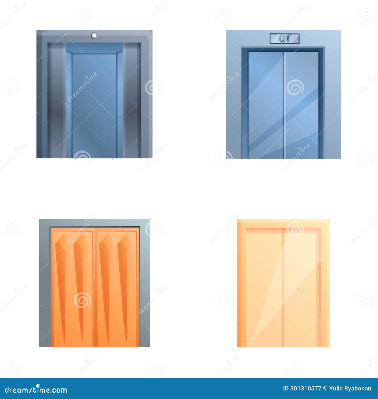 Iconos Del Ascensor Conjunto Vector De Caricatura. Ascensor De Acero Moderno Ilustración del ...