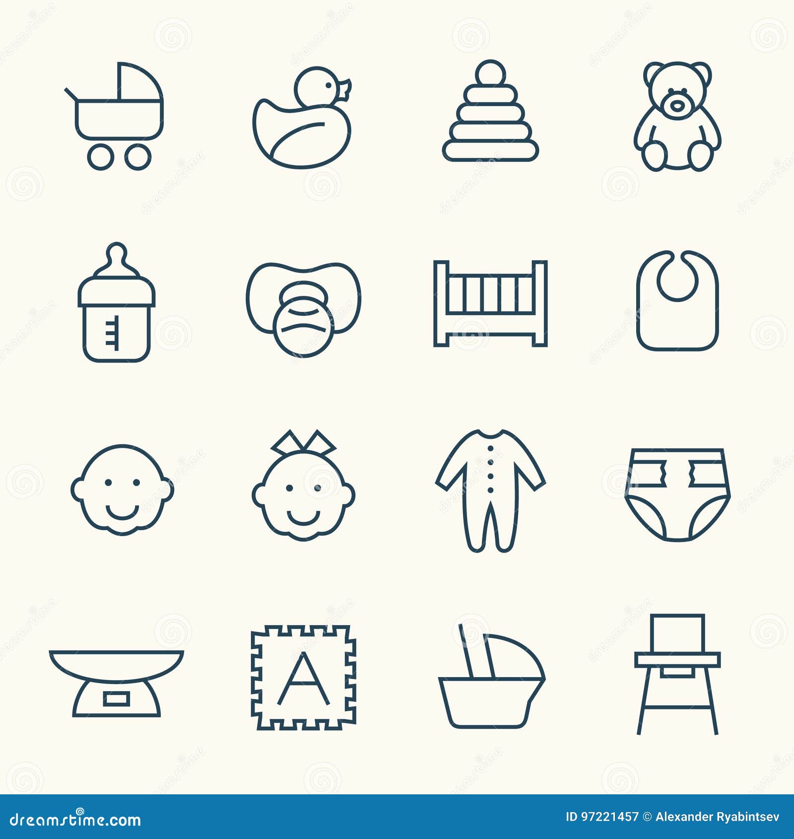 Iconos del bebé ilustración del vector. Ilustración de pacificador ...