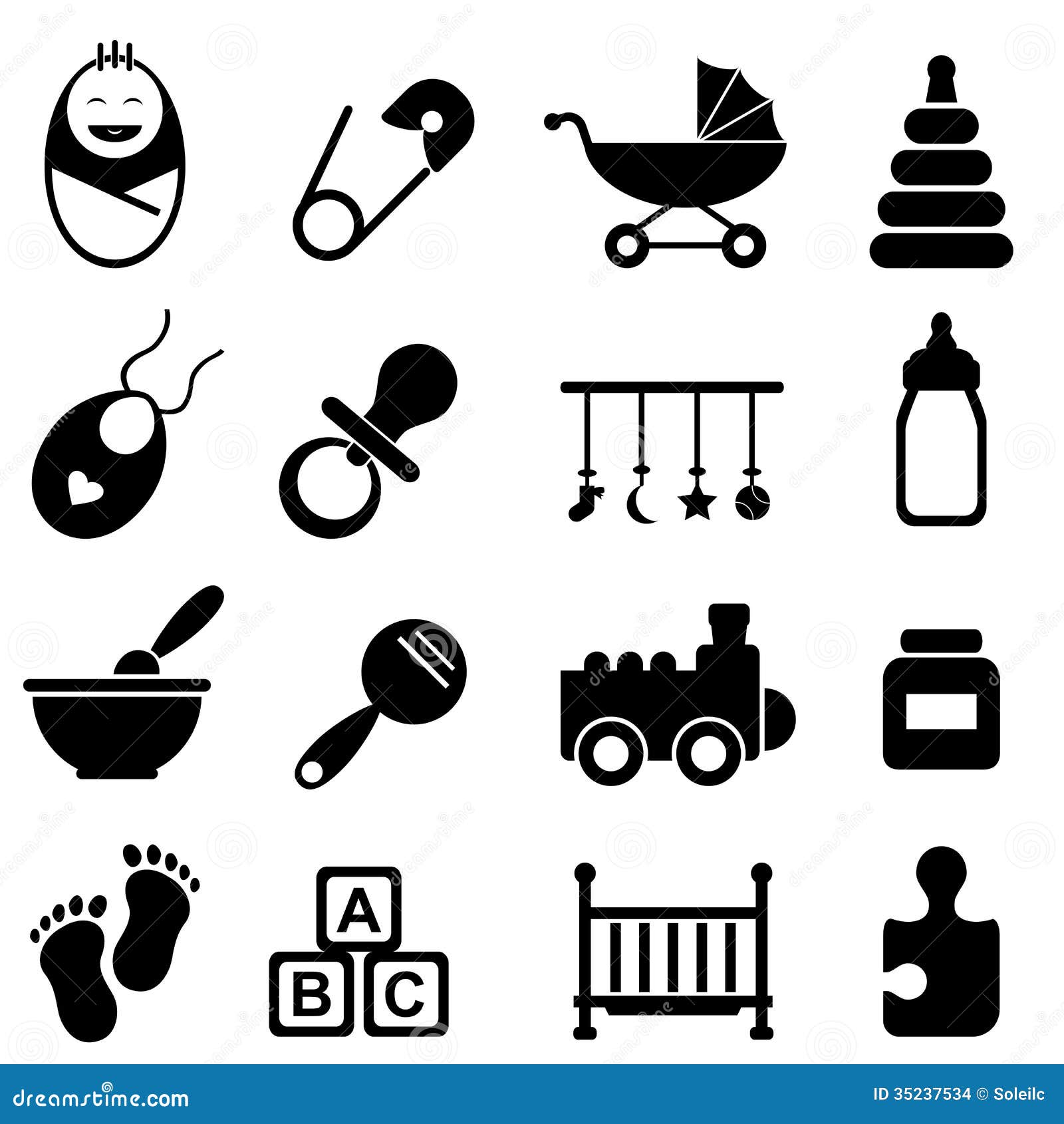 Iconos Del Bebé Y Del Nacimiento Imagenes de archivo - Imagen: 35237534