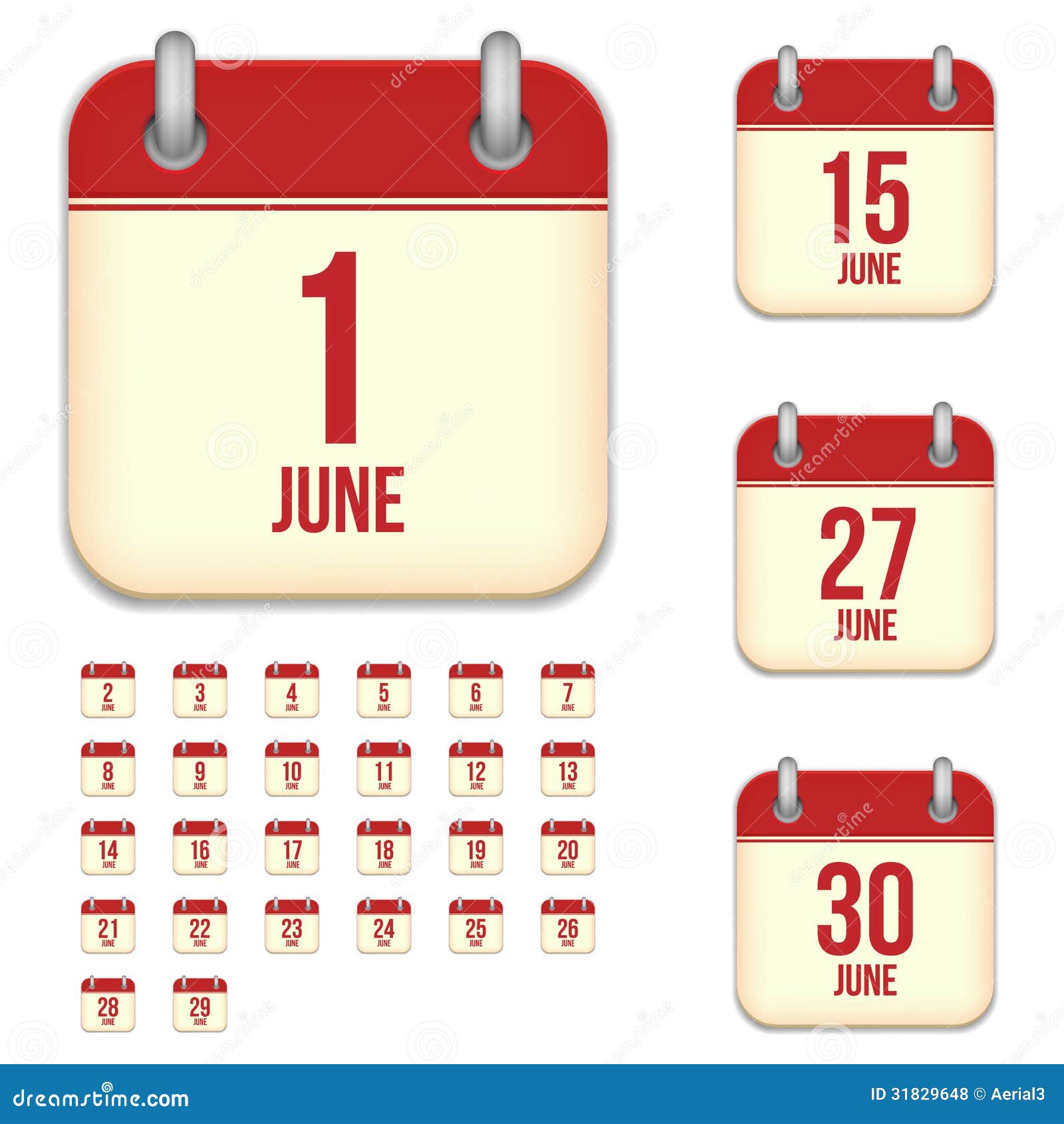 Iconos Del Calendario Del Vector De Junio Ilustración del Vector ...