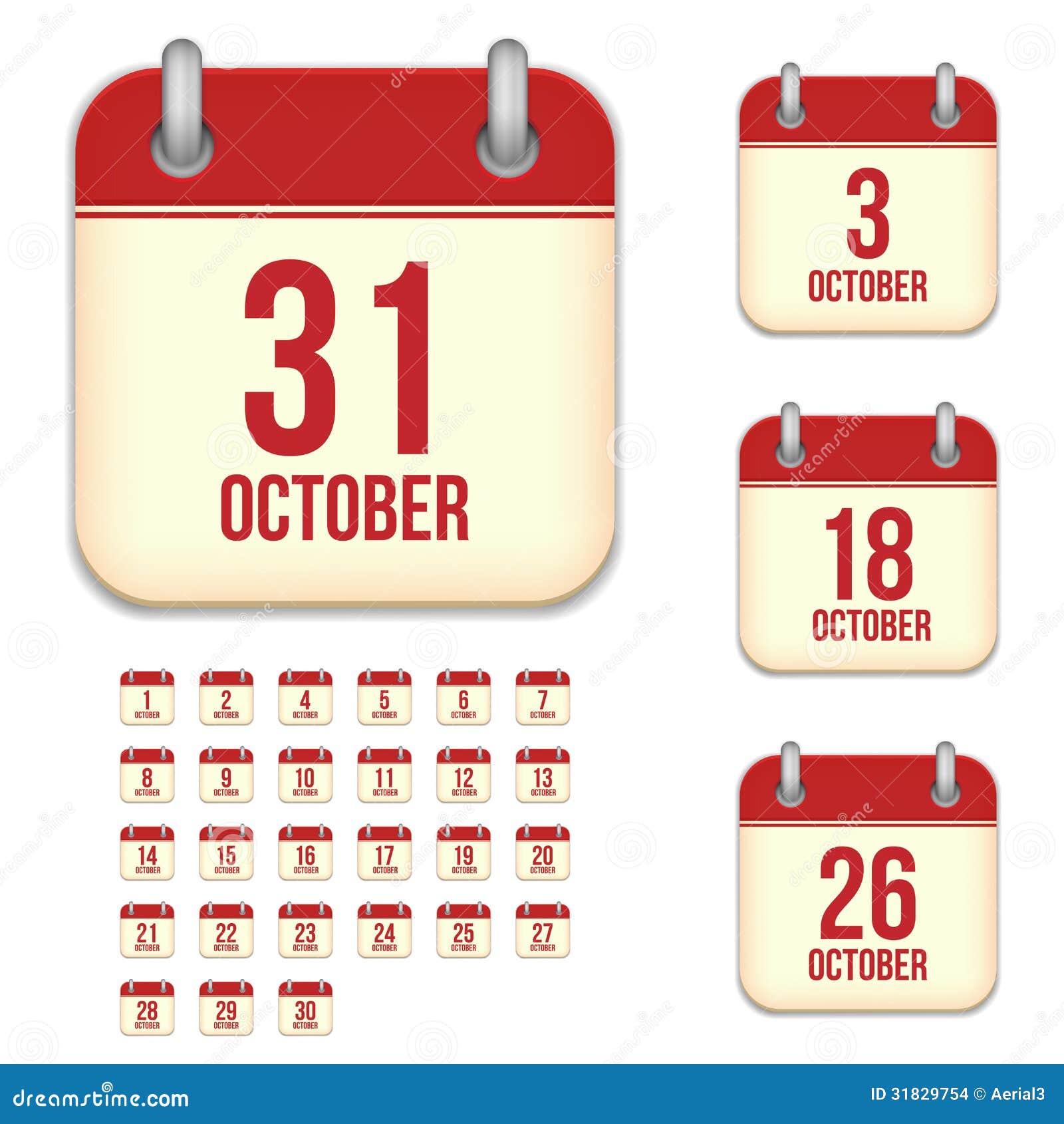 Iconos Del Calendario Del Vector De Octubre Ilustración del Vector ...