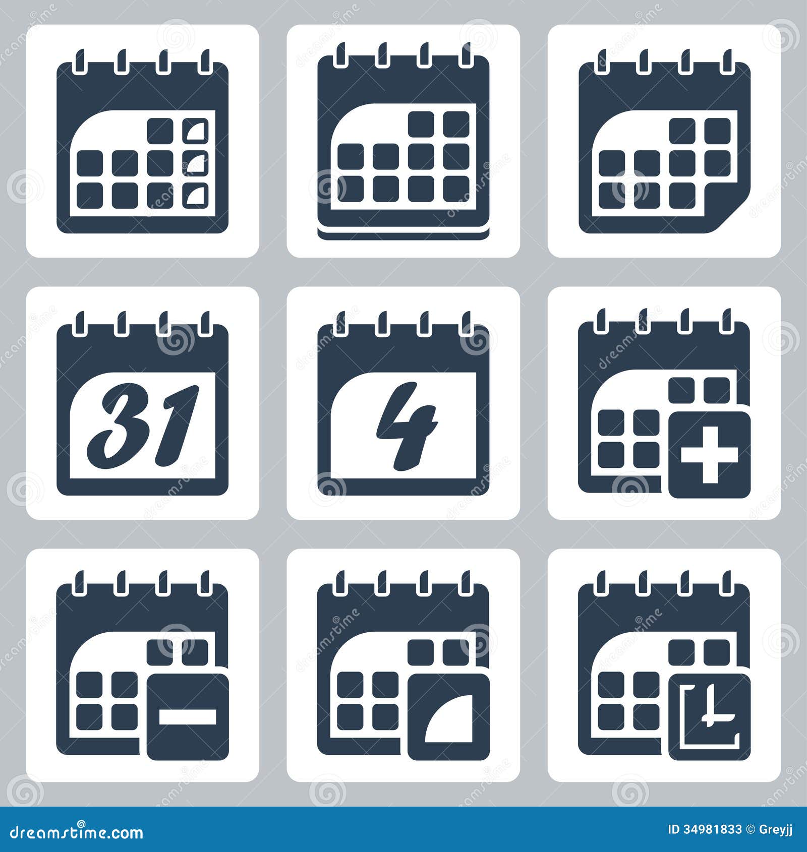 Iconos Del Calendario Del Vector Fijados Ilustración del Vector ... Iconos Del Calendario Del Vector Fijados Ilustración del Vector ...