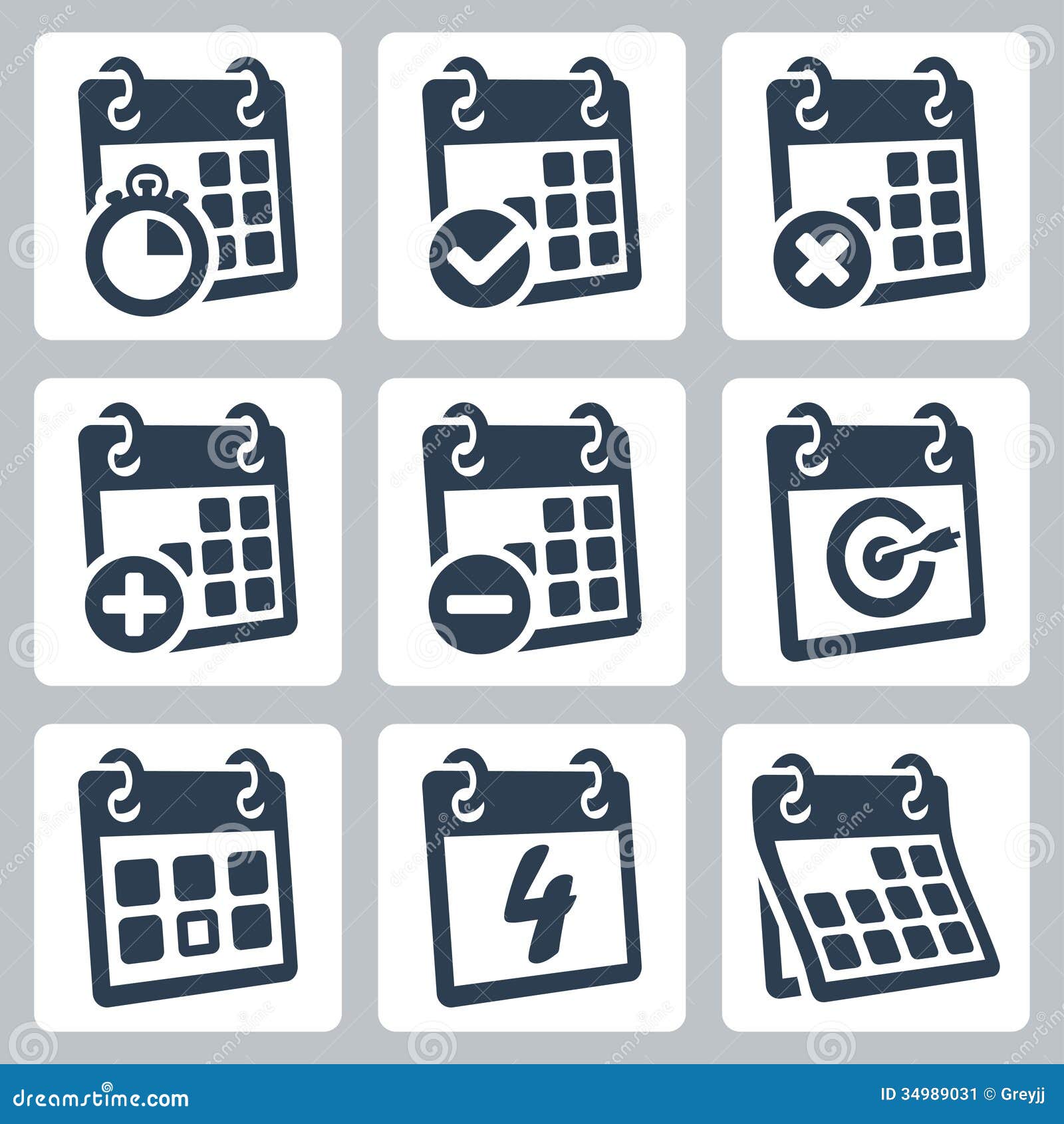 Iconos Del Calendario Del Vector Fijados Ilustración del Vector ... Iconos Del Calendario Del Vector Fijados Ilustración del Vector ...
