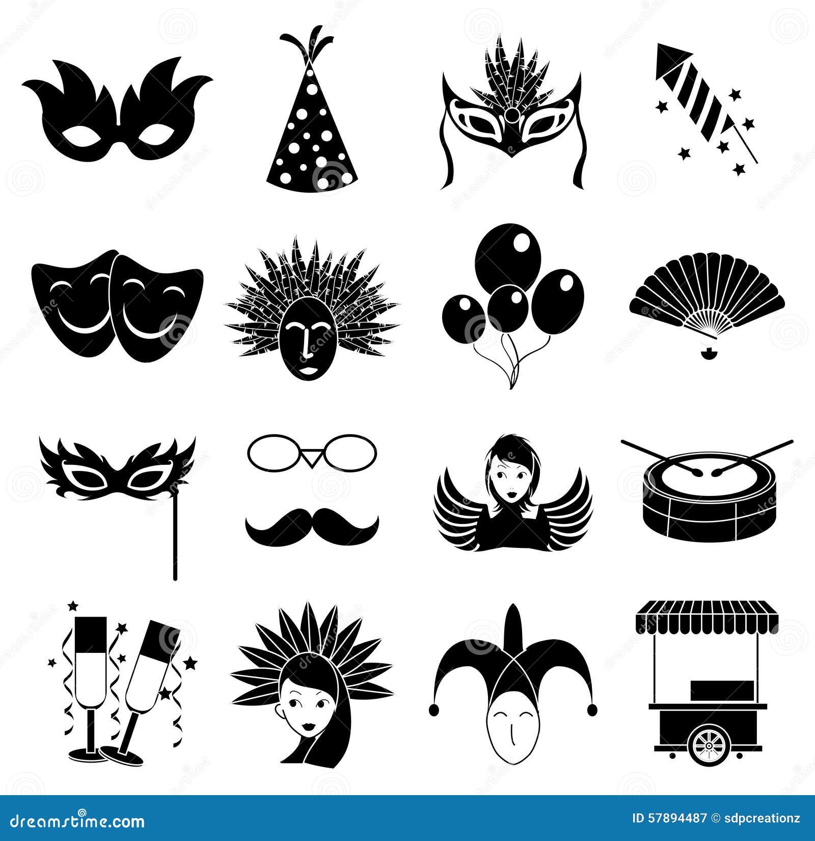 Iconos Del Carnaval Fijados Ilustración del Vector - Ilustración de ...