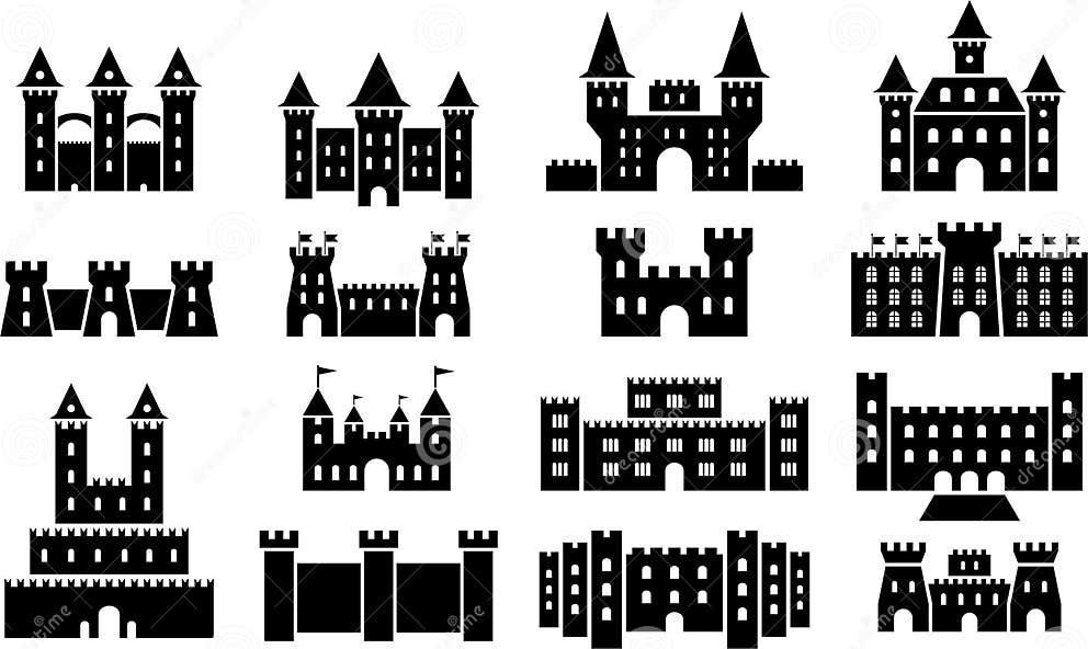 Iconos del castillo ilustración del vector. Ilustración de puerta ...