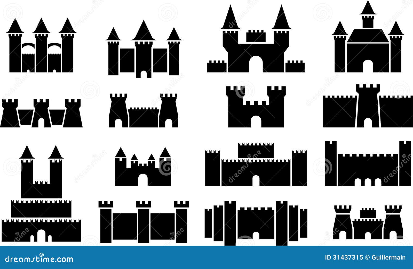 Iconos del castillo ilustración del vector. Ilustración de conjunto ...