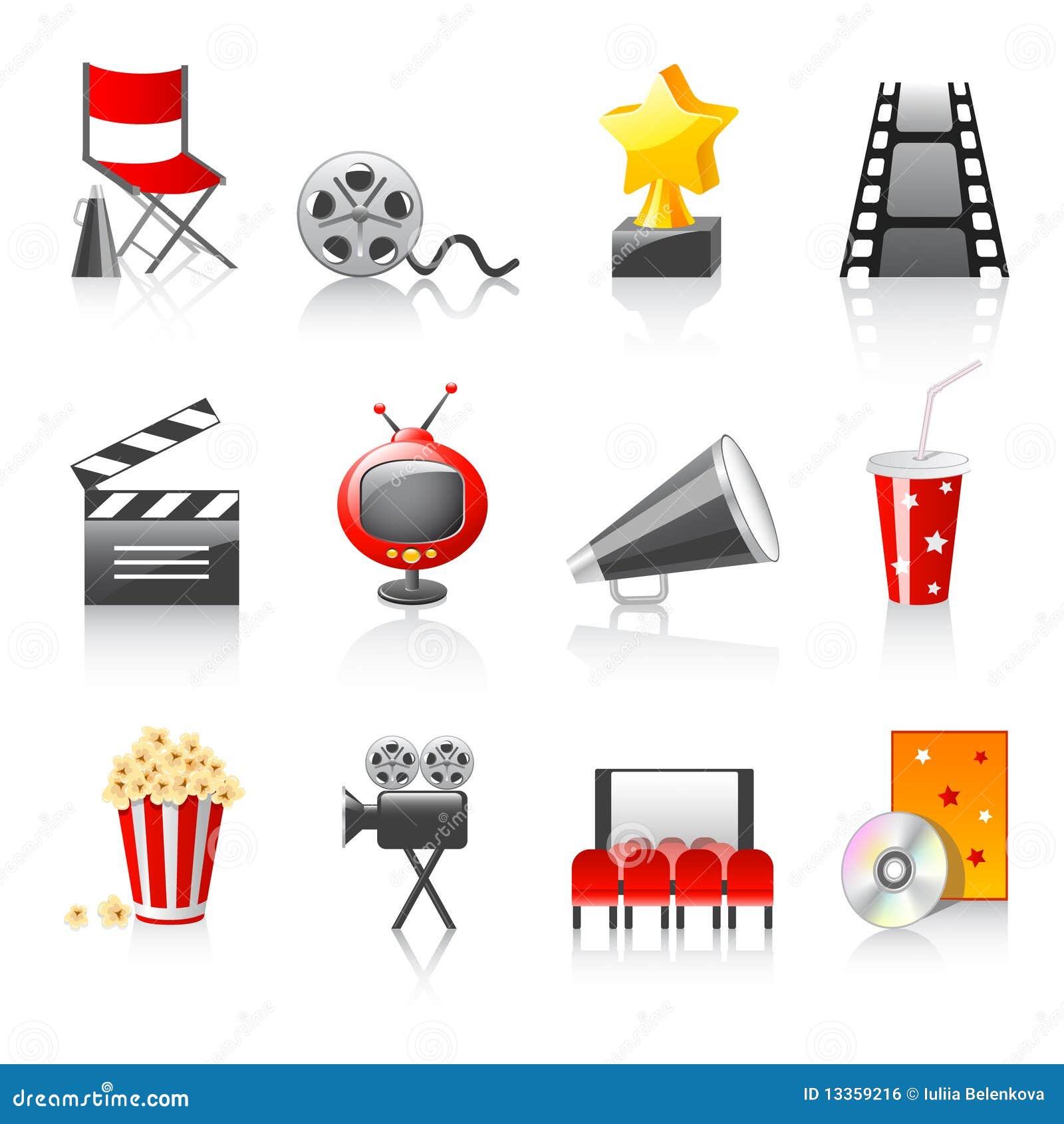 Iconos del cine ilustración del vector. Ilustración de cantidad - 13359216