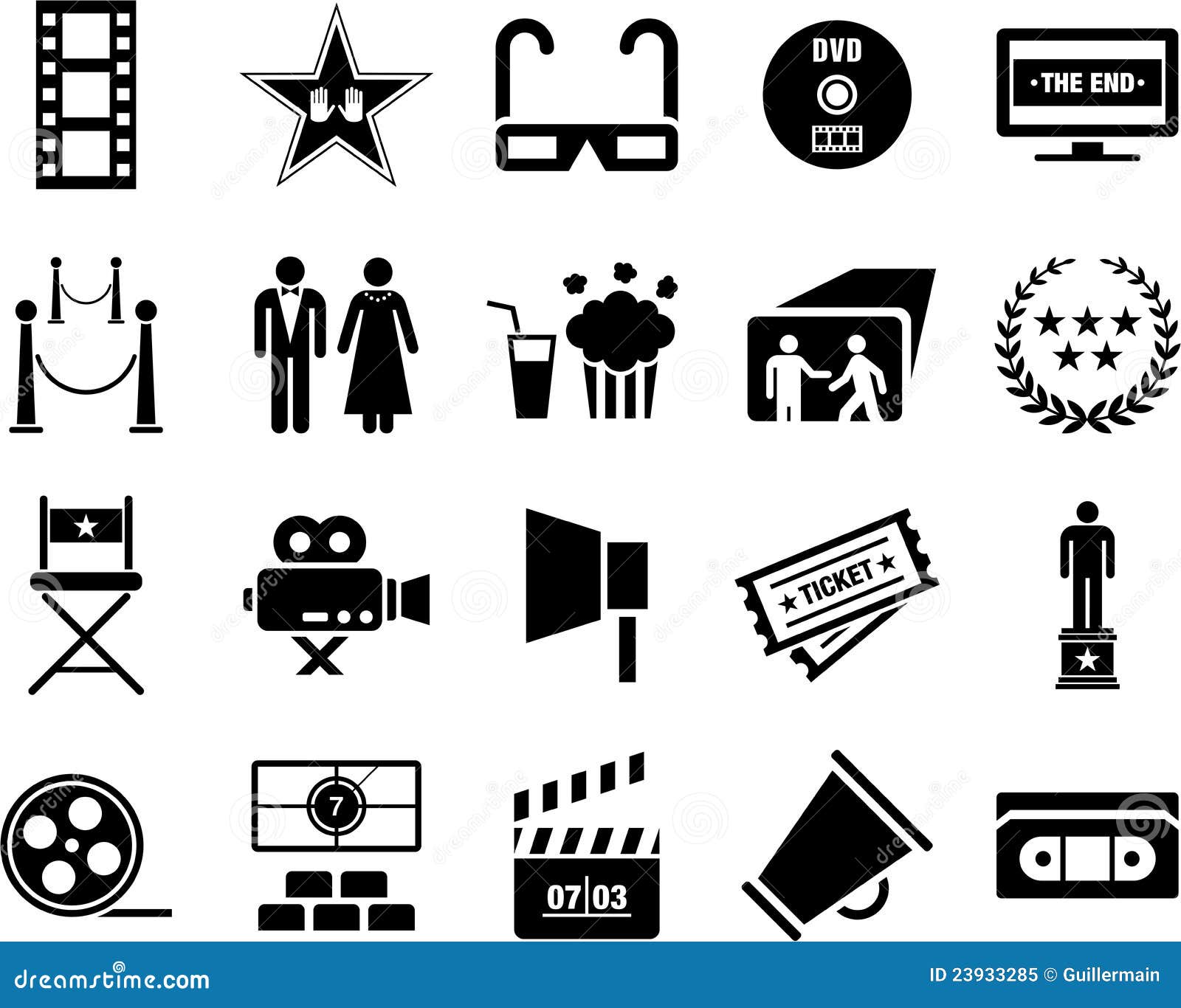 Iconos del cine ilustración del vector. Ilustración de estrellas - 23933285