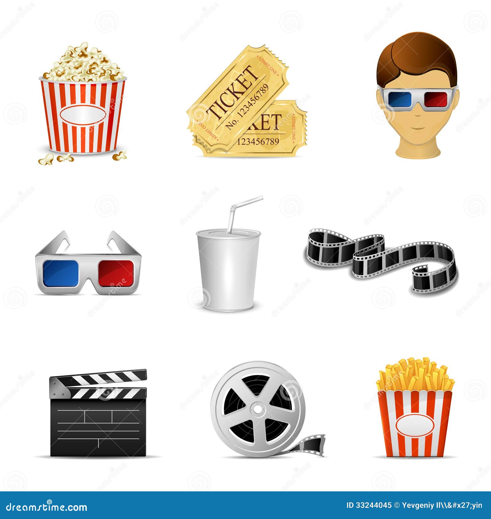 Iconos del cine ilustración del vector. Ilustración de envase - 33244045