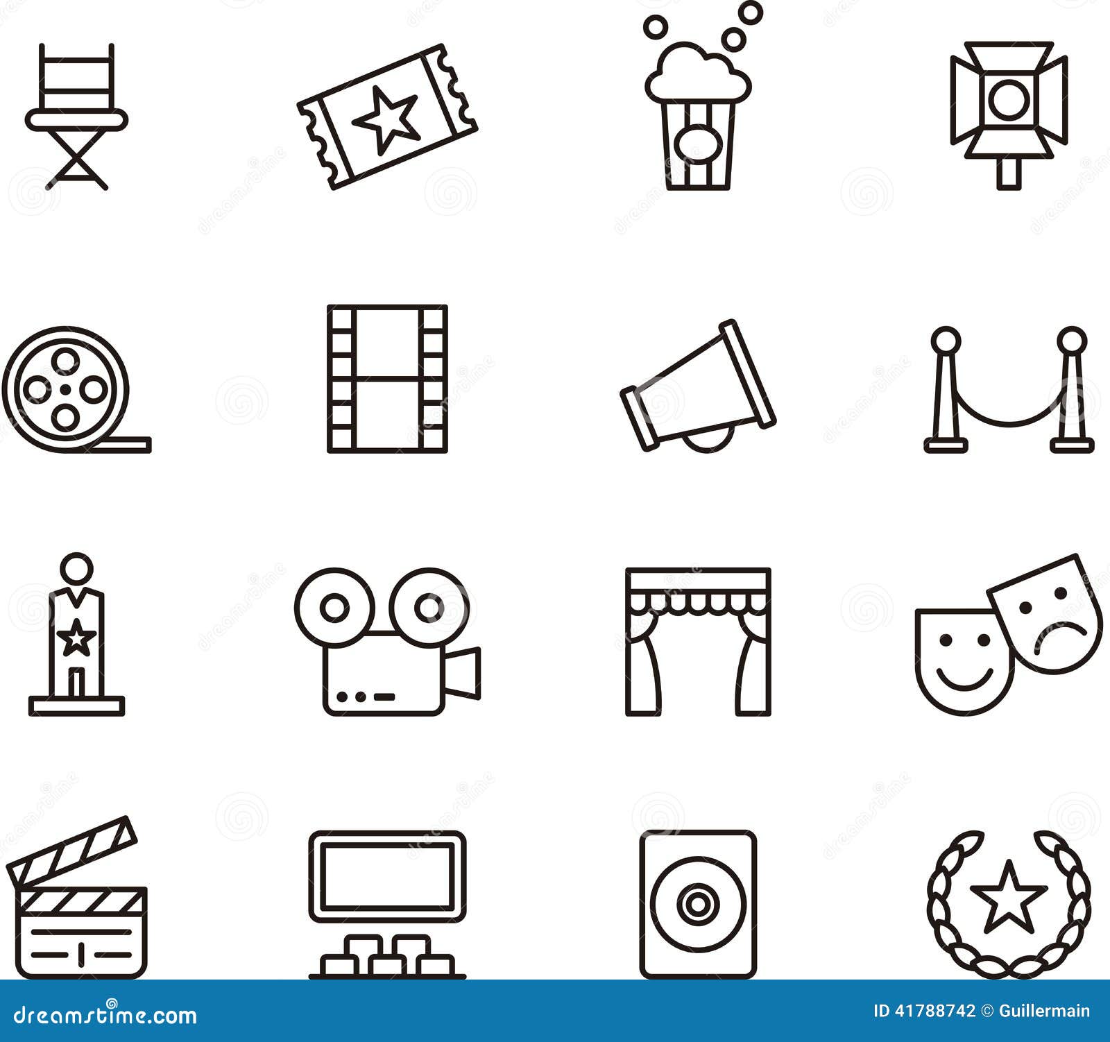 Iconos del cine ilustración del vector. Ilustración de teatro - 41788742