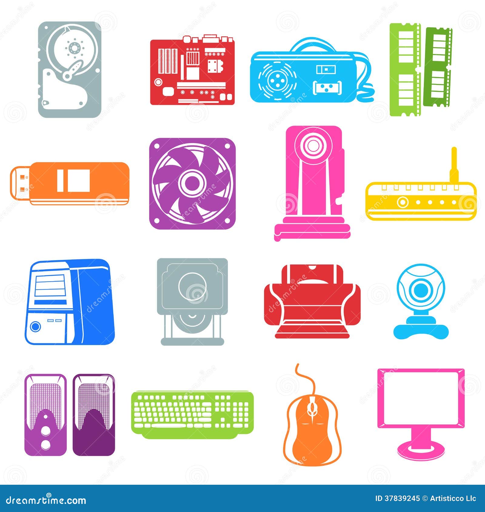 Iconos Del Componente De Ordenador Ilustración del Vector - Ilustración ...