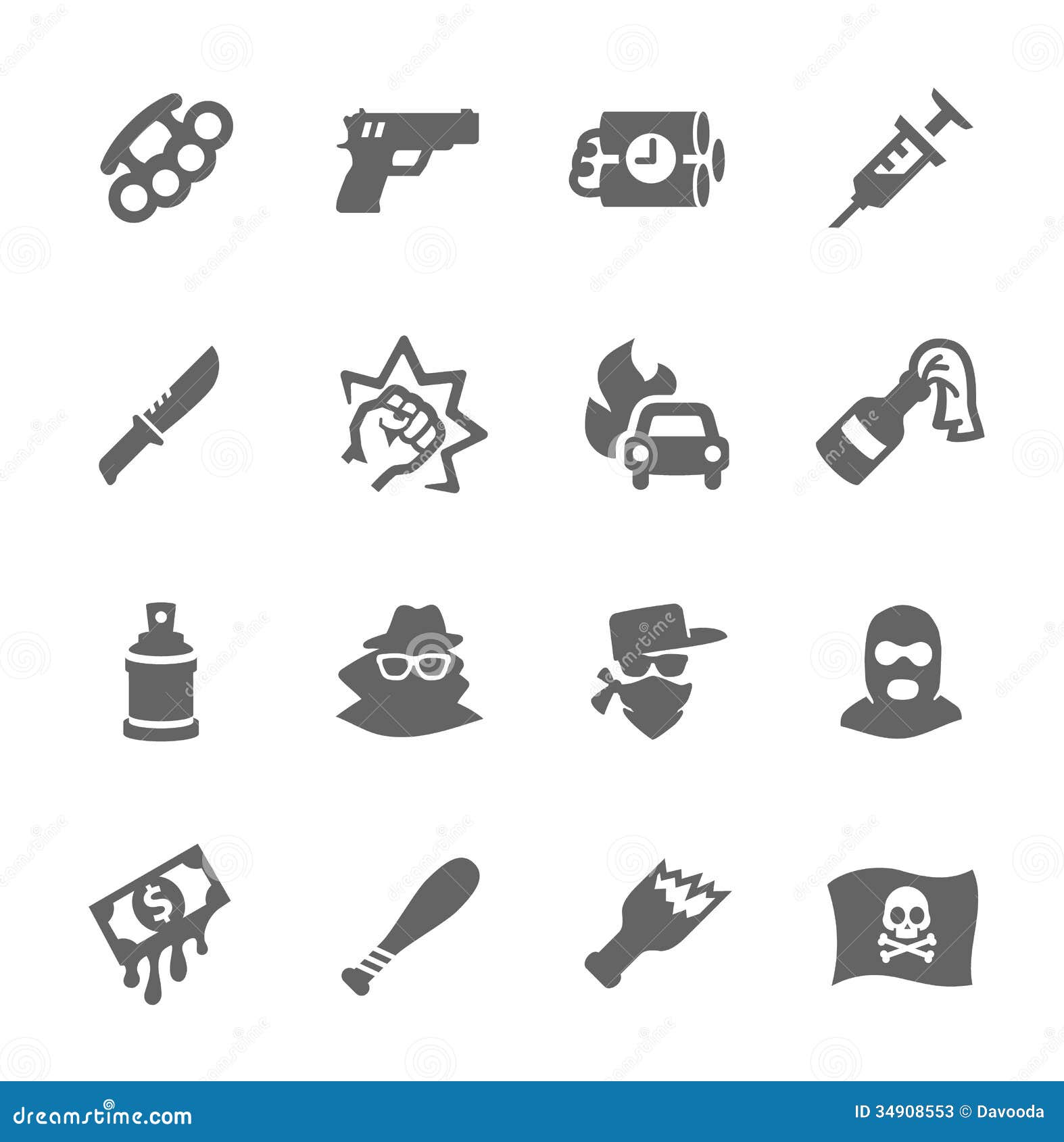 Iconos del crimen ilustración del vector. Ilustración de molotov - 34908553