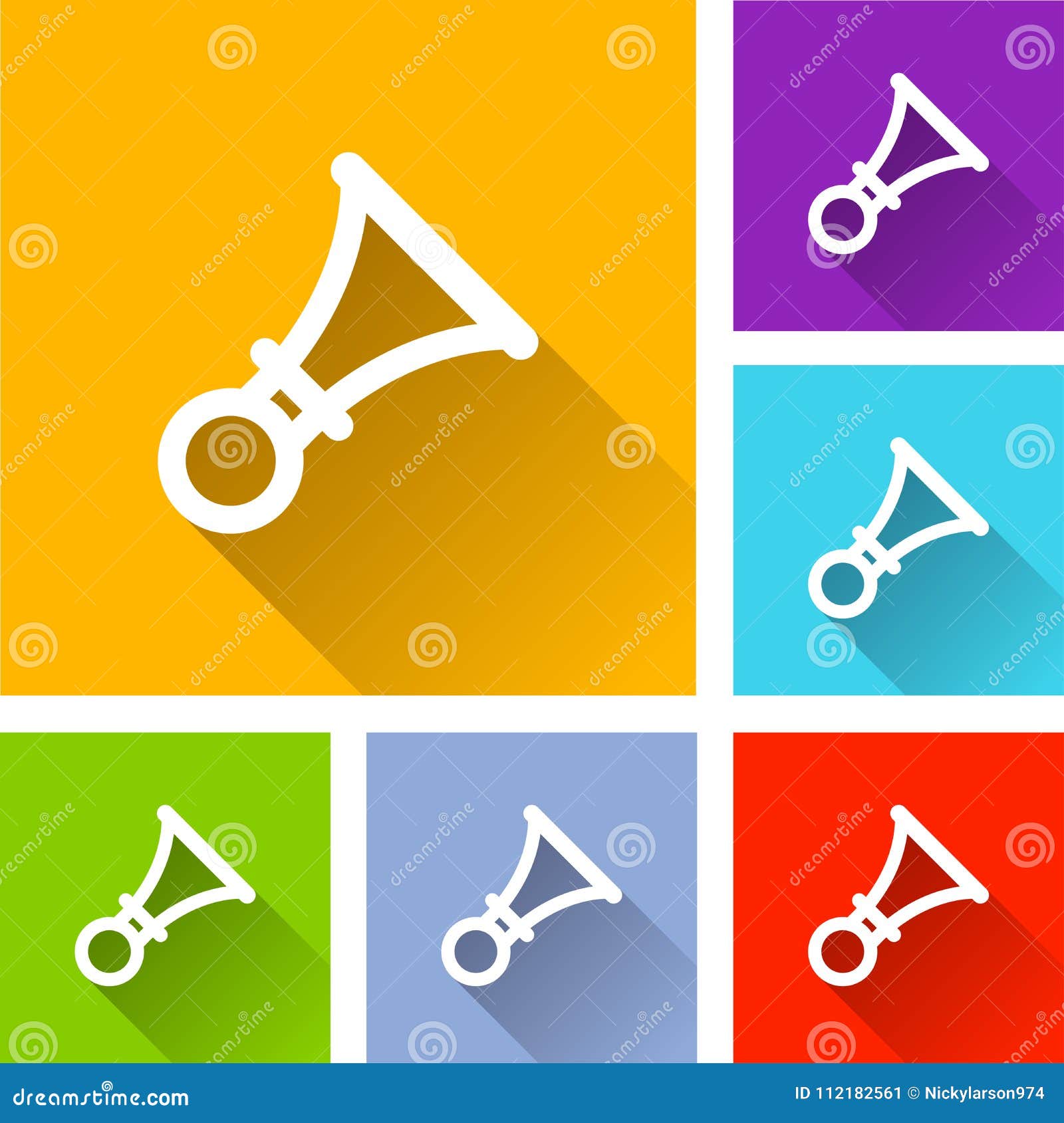 Iconos Del Cuerno Con La Sombra Larga Ilustración del Vector ...