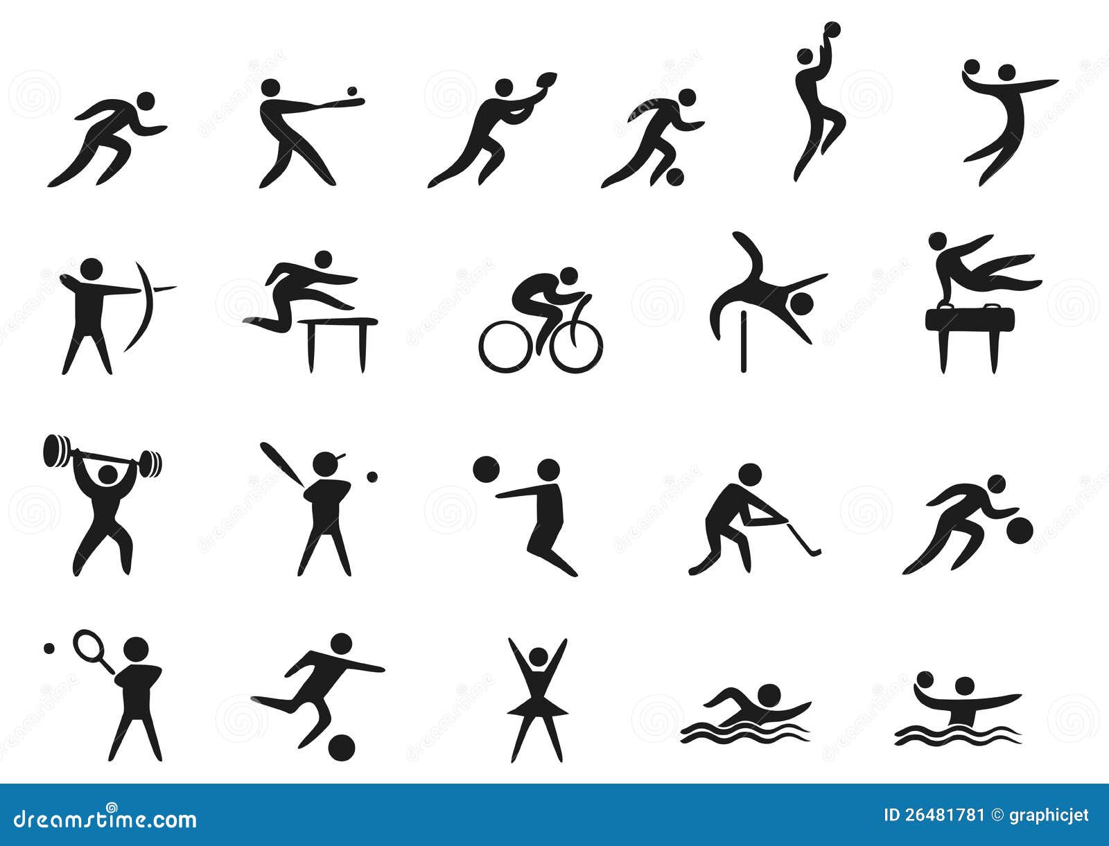 Iconos del deporte ilustración del vector. Ilustración de iconos - 26481781