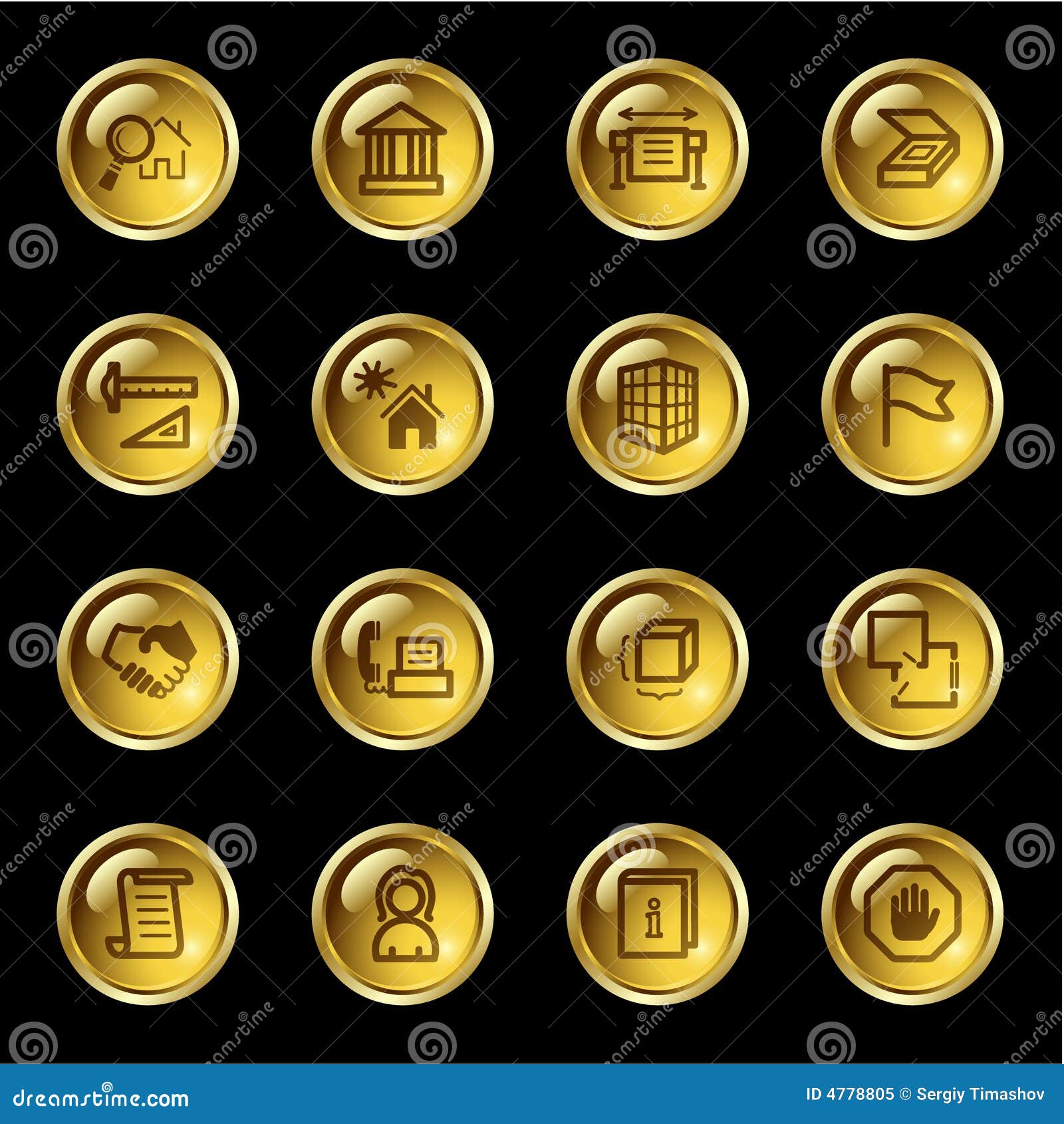 Iconos Del Edificio De La Gota Del Oro Ilustración del Vector ...