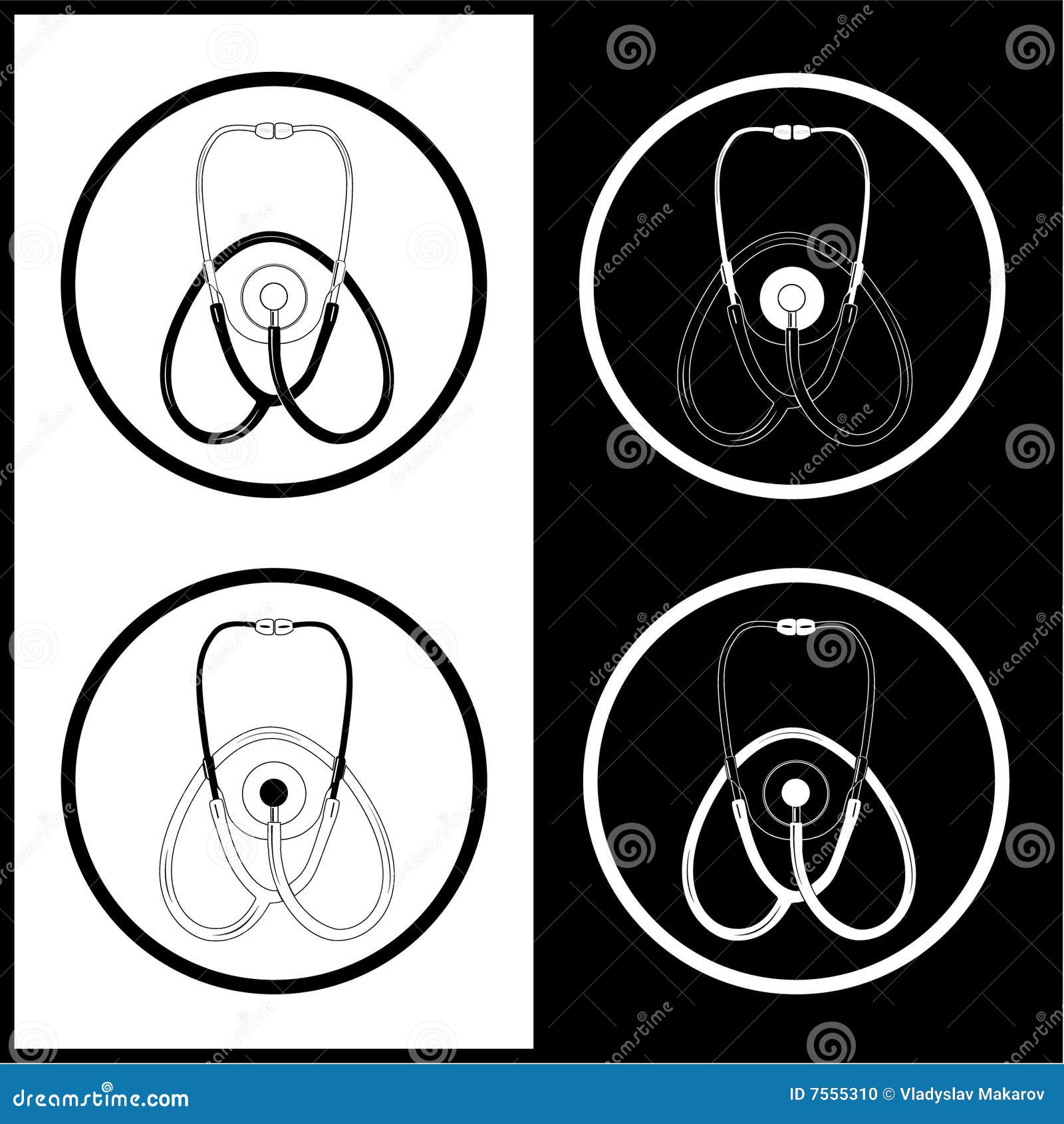 Iconos Del Estetoscopio Del Vector Ilustración del Vector - Ilustración ...
