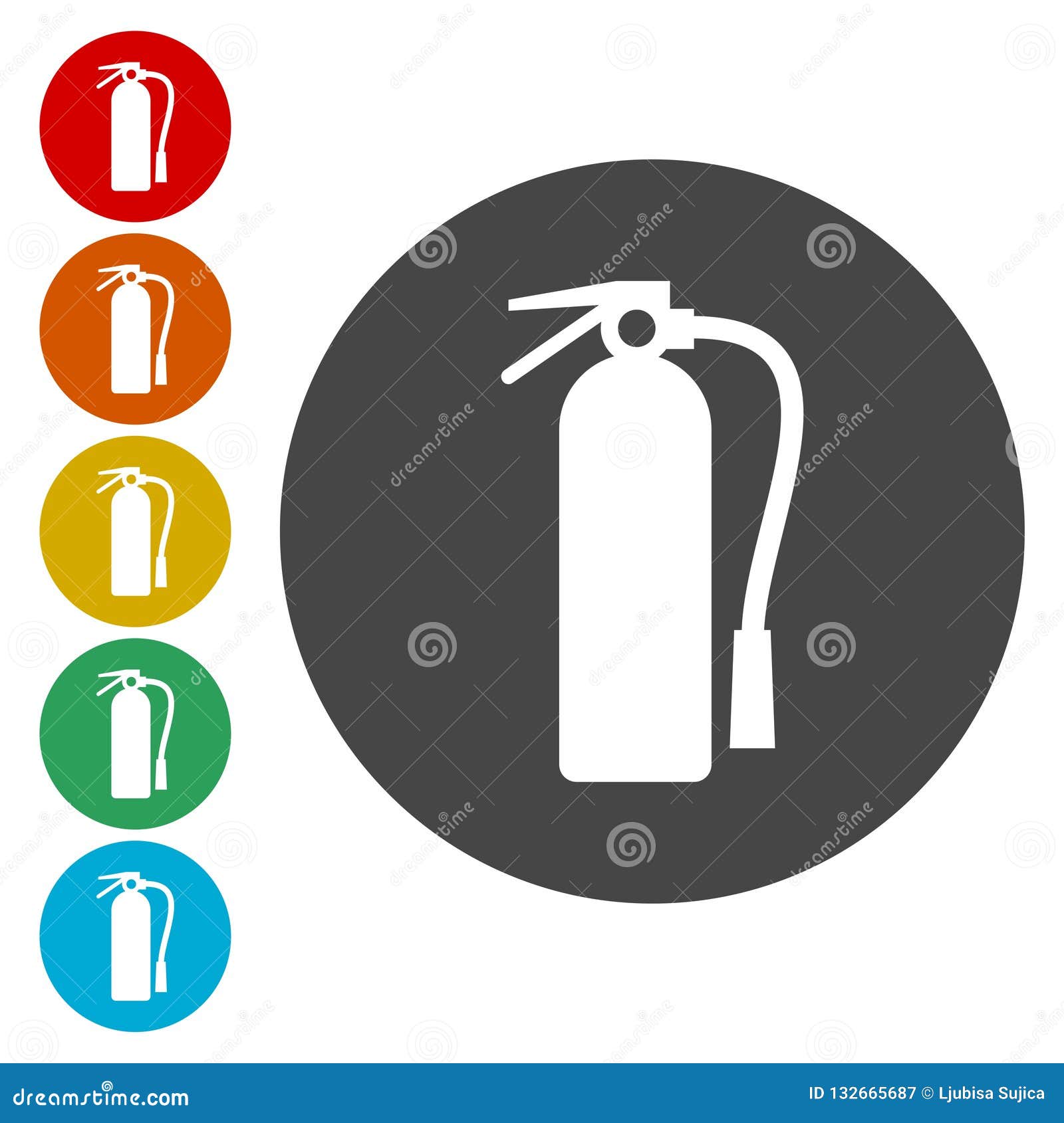 Iconos Del Extintor Fijados Ilustración del Vector - Ilustración de ...