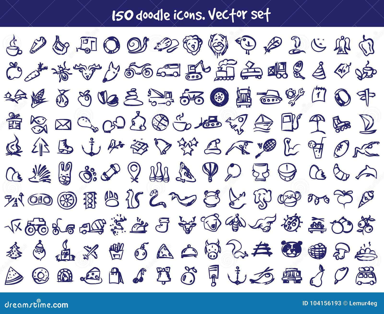 Iconos Del Garabato Del Vector Fijados Ilustración del Vector ...