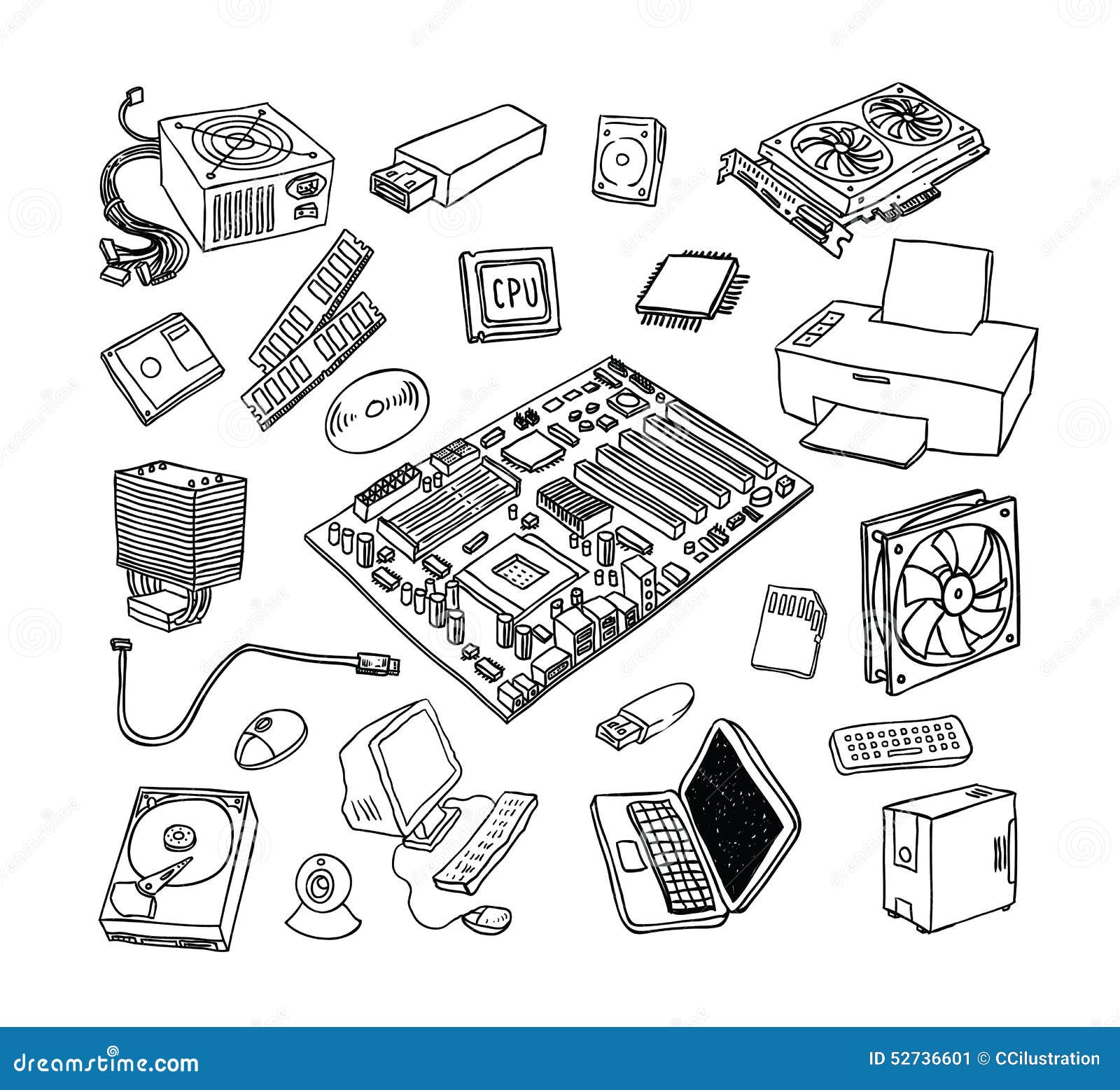 Iconos Del Hardware Componentes De La PC Ilustración del Vector ...