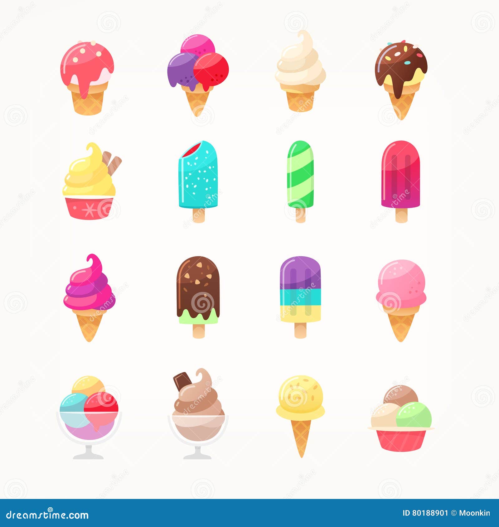 Iconos del helado ilustración del vector. Ilustración de honda - 80188901