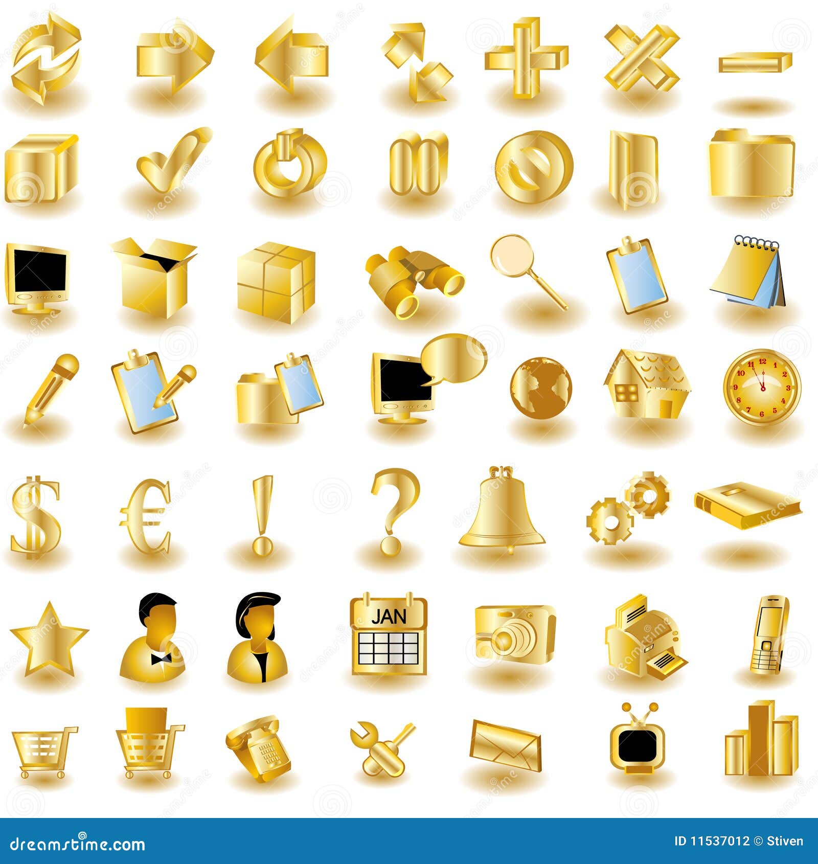 Iconos Del Interfaz Del Oro Ilustración del Vector - Ilustración de ...