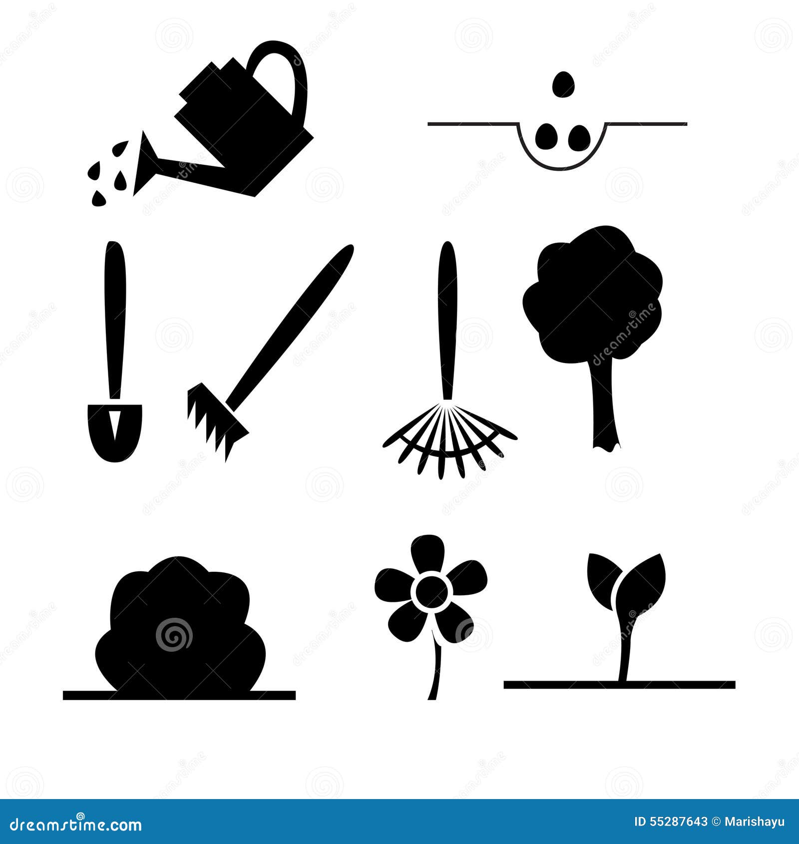 Iconos del jardín ilustración del vector. Ilustración de planta - 55287643
