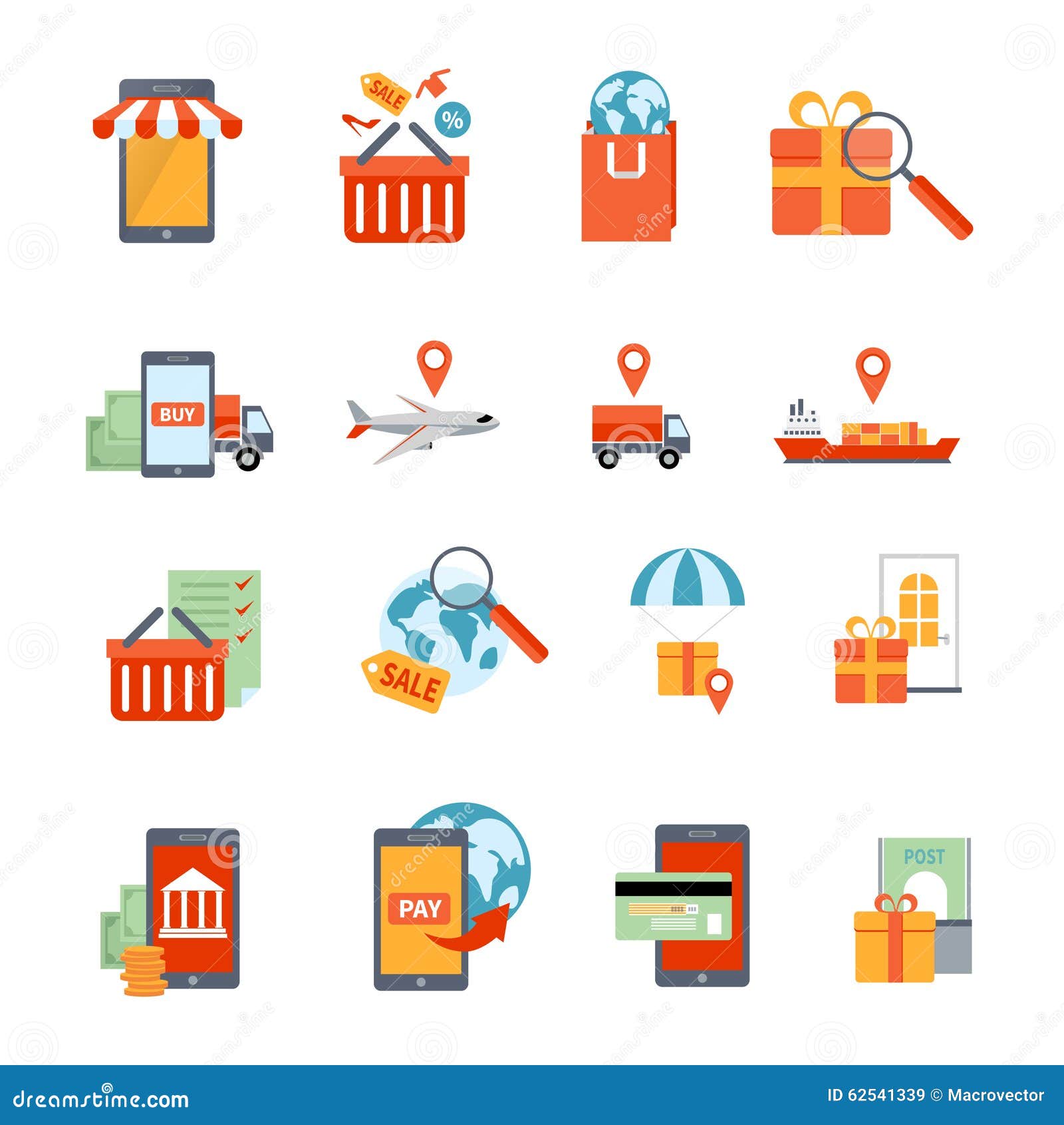 Iconos Del M-comercio Fijados Ilustración del Vector - Ilustración de ...
