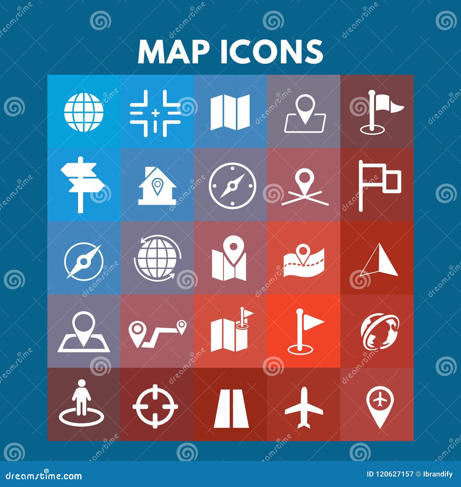 Iconos del mapa ilustración del vector. Ilustración de puntero - 120627157