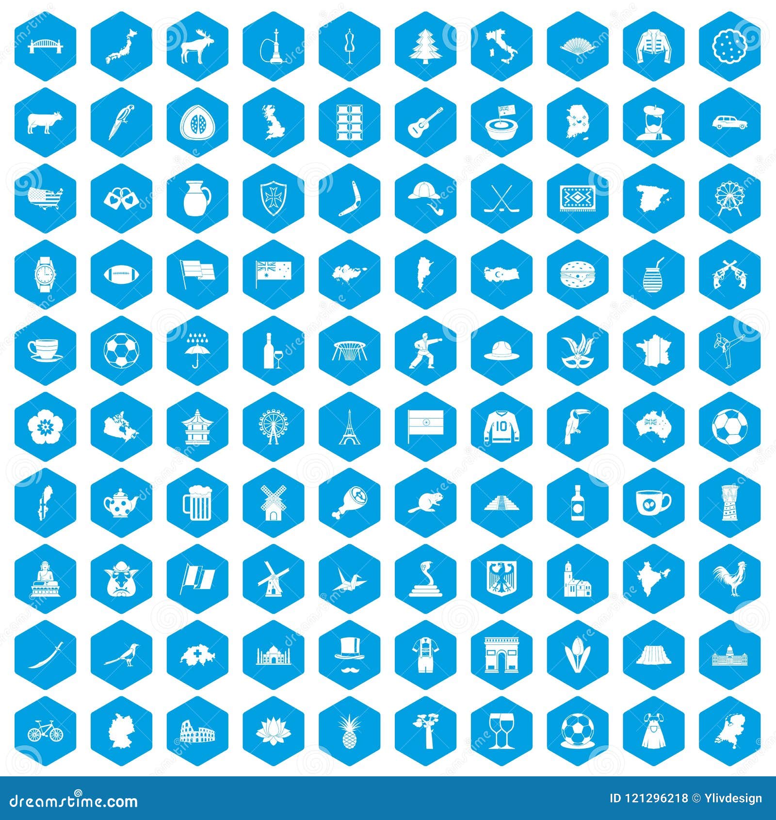 100 Iconos Del Mapa Fijados Azules Ilustración del Vector - Ilustración ...
