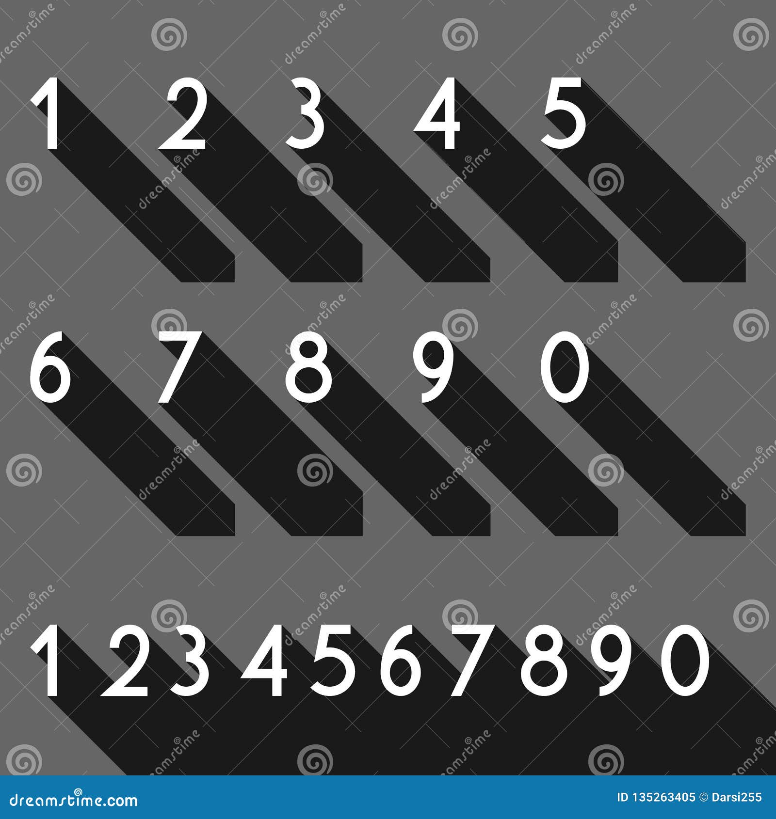 Iconos Del Número Con La Sombra Larga, Ejemplo Del Vector Stock de ...