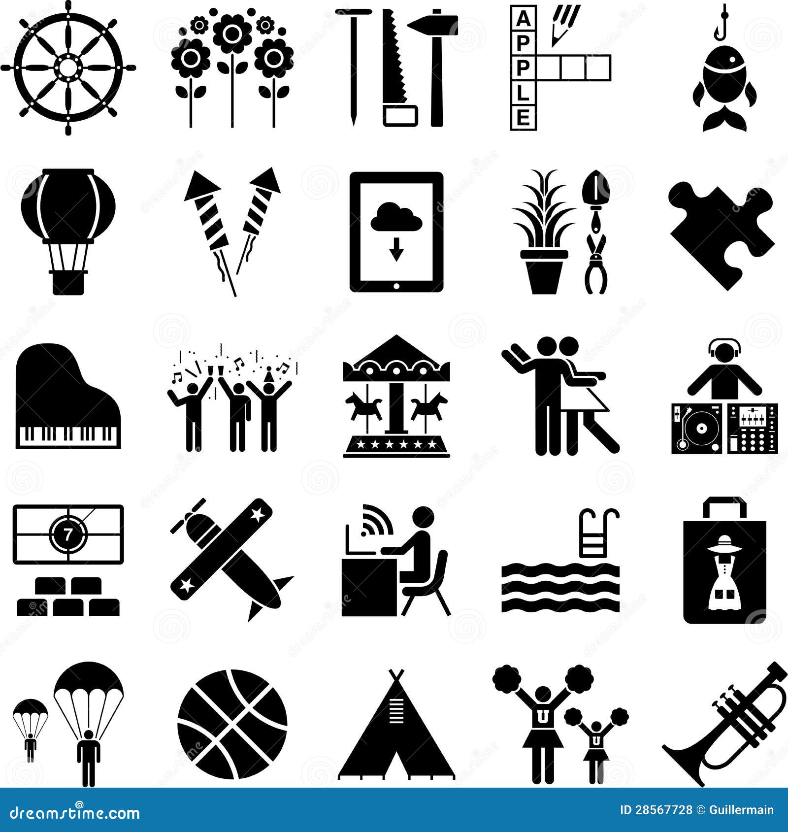 Iconos del ocio ilustración del vector. Ilustración de celebre - 28567728