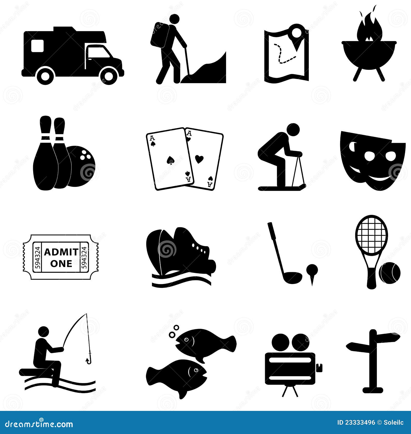 Iconos Del Ocio Y De La Diversión Ilustración del Vector - Ilustración ...
