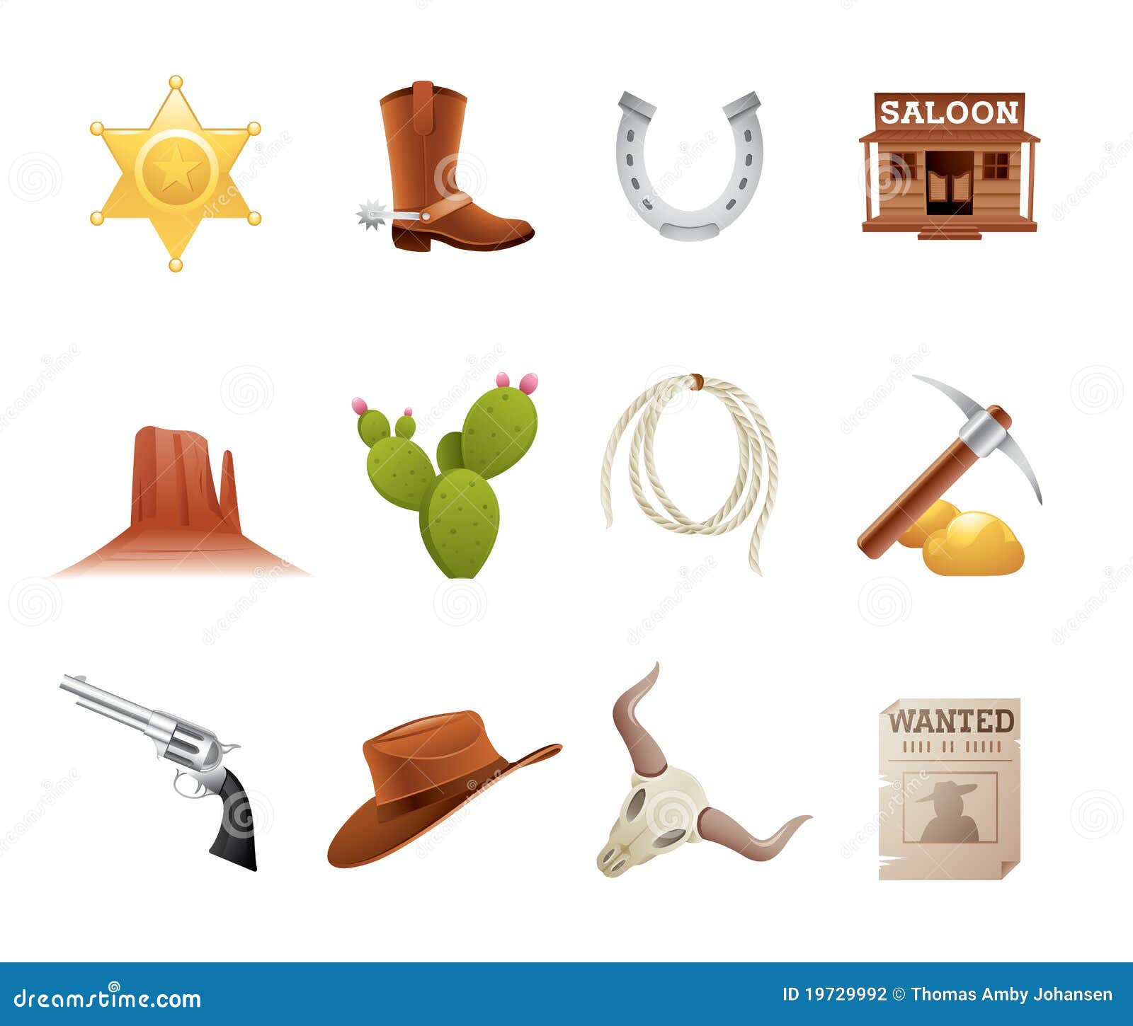 Iconos del oeste salvajes ilustración del vector. Ilustración de ...