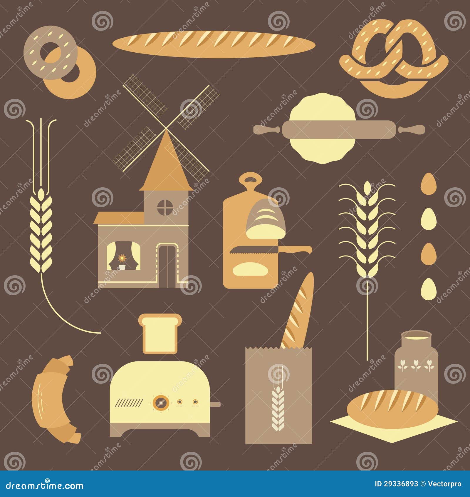 Iconos del pan ilustración del vector. Ilustración de hornada - 29336893