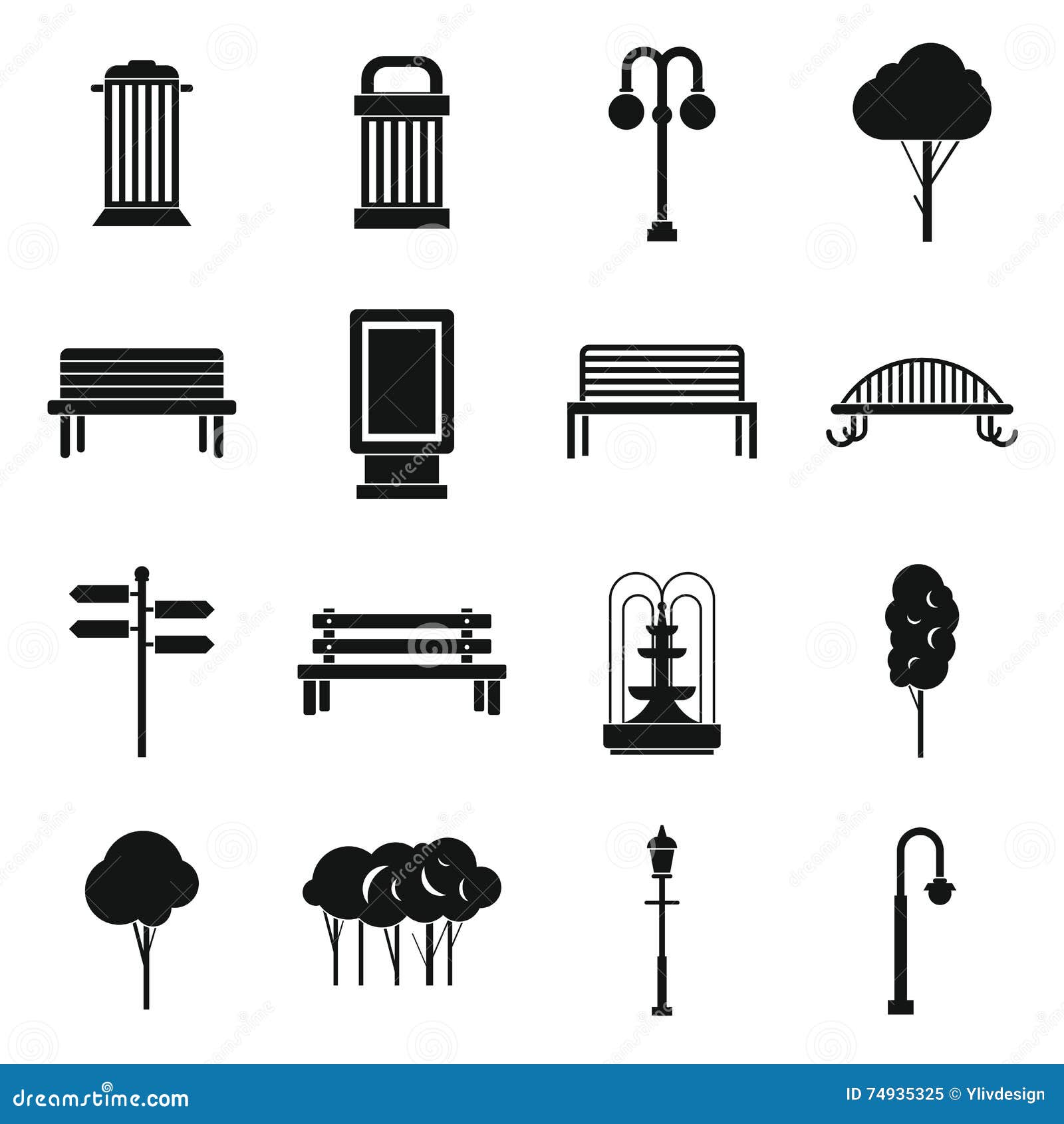 Iconos Del Parque Fijados, Simple Ilustración del Vector - Ilustración ...