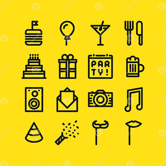 Iconos del partido ilustración del vector. Ilustración de sombrero ...