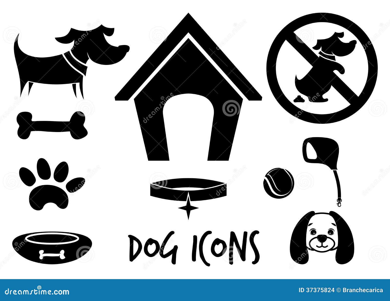 Iconos del perro ilustración del vector. Ilustración de caminar - 37375824