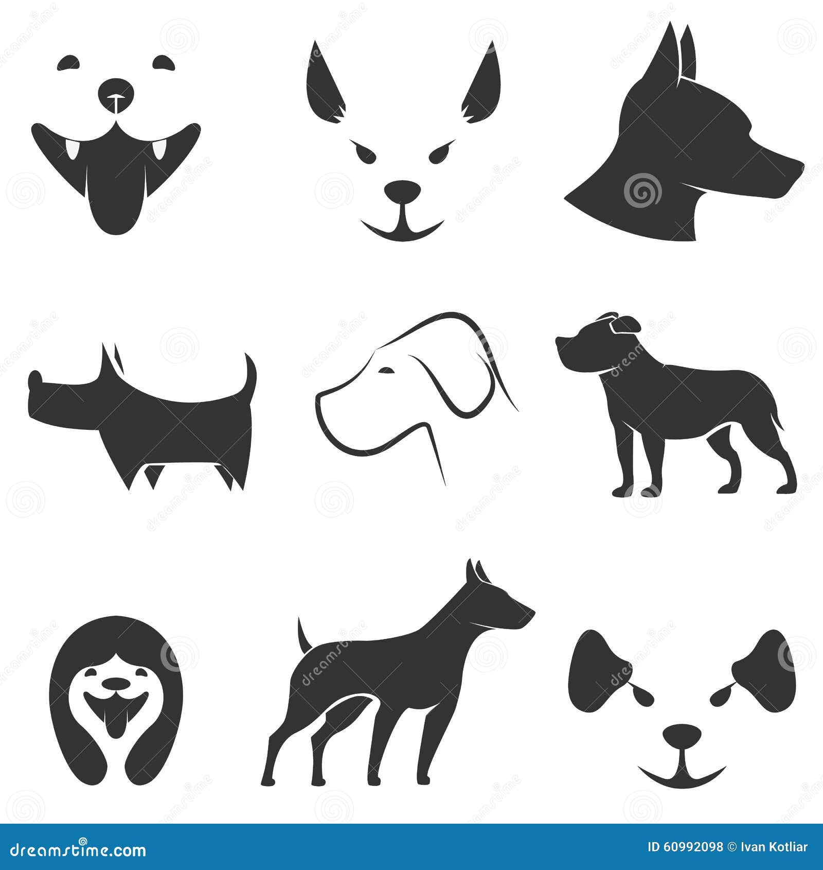 Iconos del perro ilustración del vector. Ilustración de mirando - 60992098