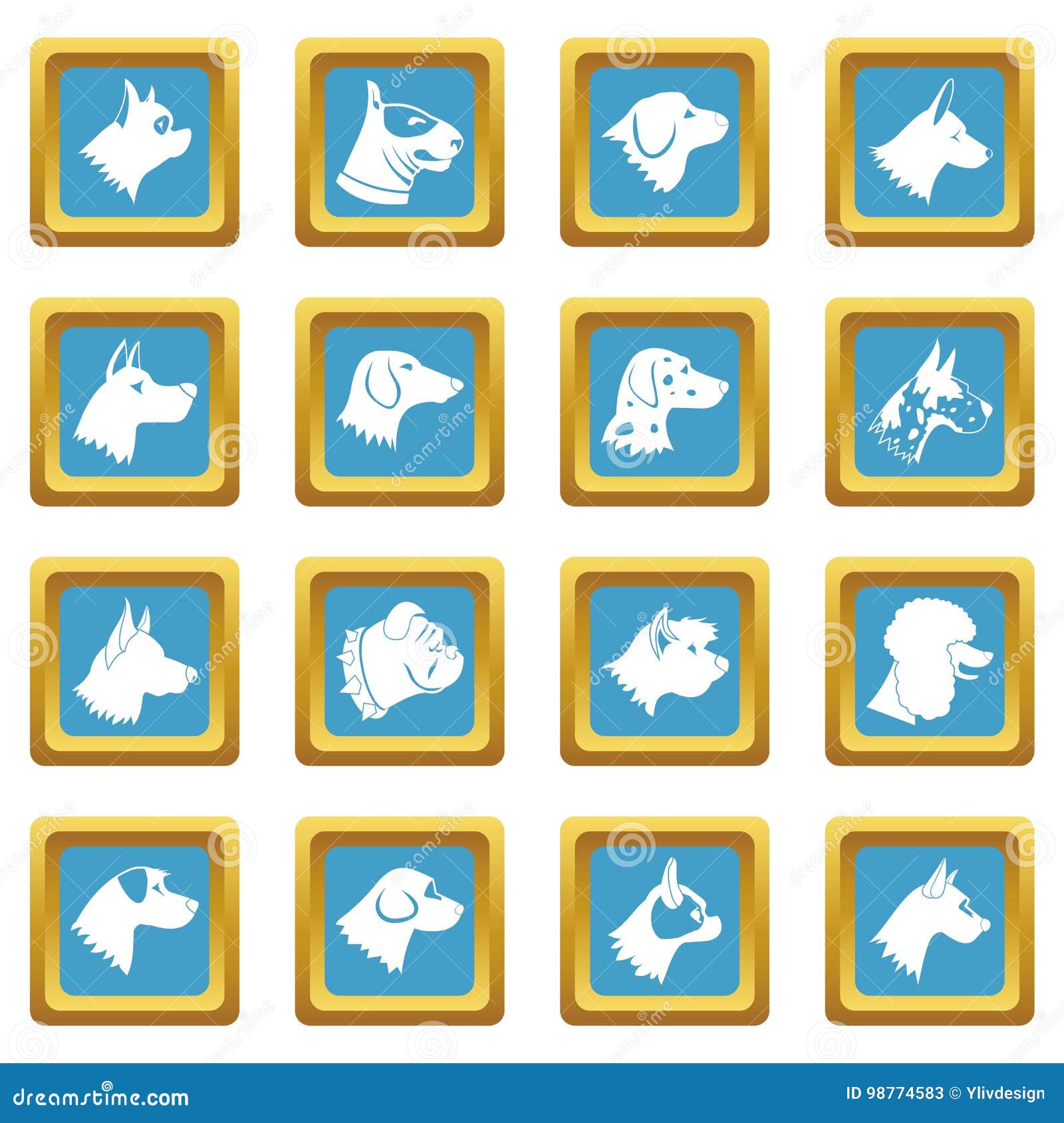 Iconos del perro azules ilustración del vector. Ilustración de imagen ...