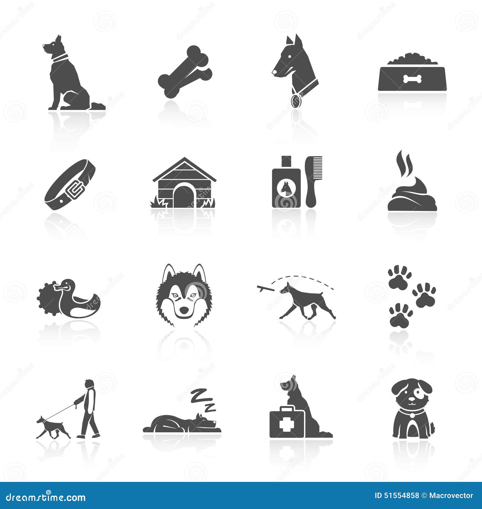 Iconos del perro fijados ilustración del vector. Ilustración de buldog ...